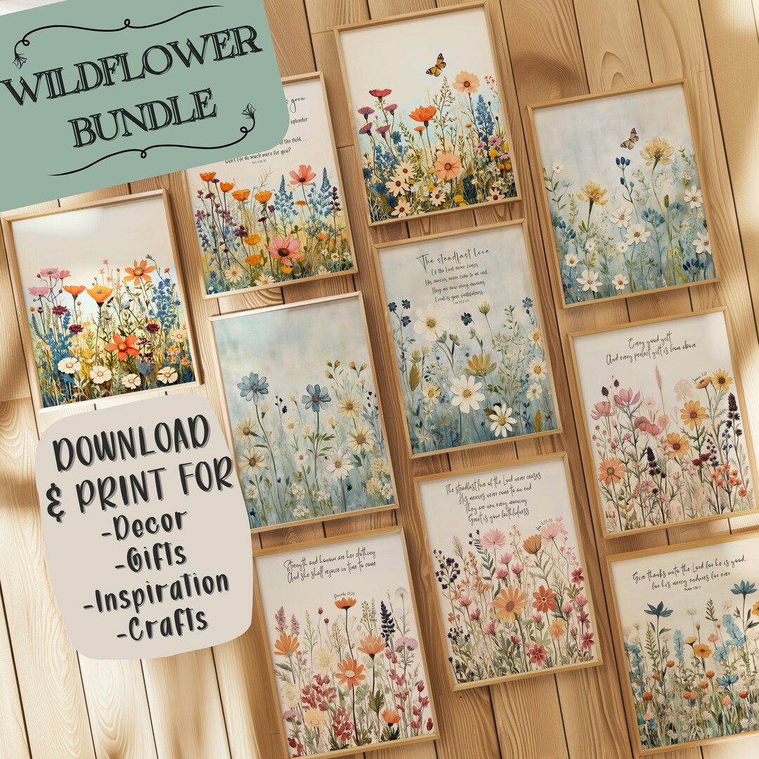 Wildflower Scripture Art Prints (digital Download): Christian Home ...