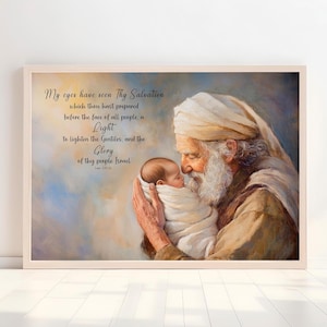 Art Print, Prayer of Simeon, Simeon's Prayer, Luke 2:30-32, Canticle of ...