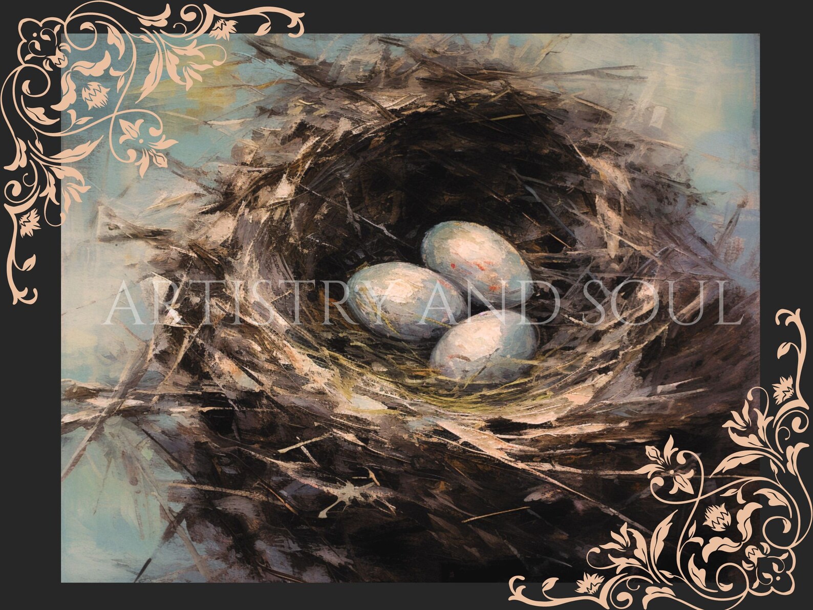 Nature's Cradle Art Print of Bird's Nest With Eggs - Etsy