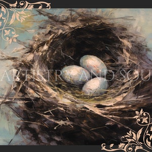 Nature's Cradle Art Print of Bird's Nest With Eggs - Etsy