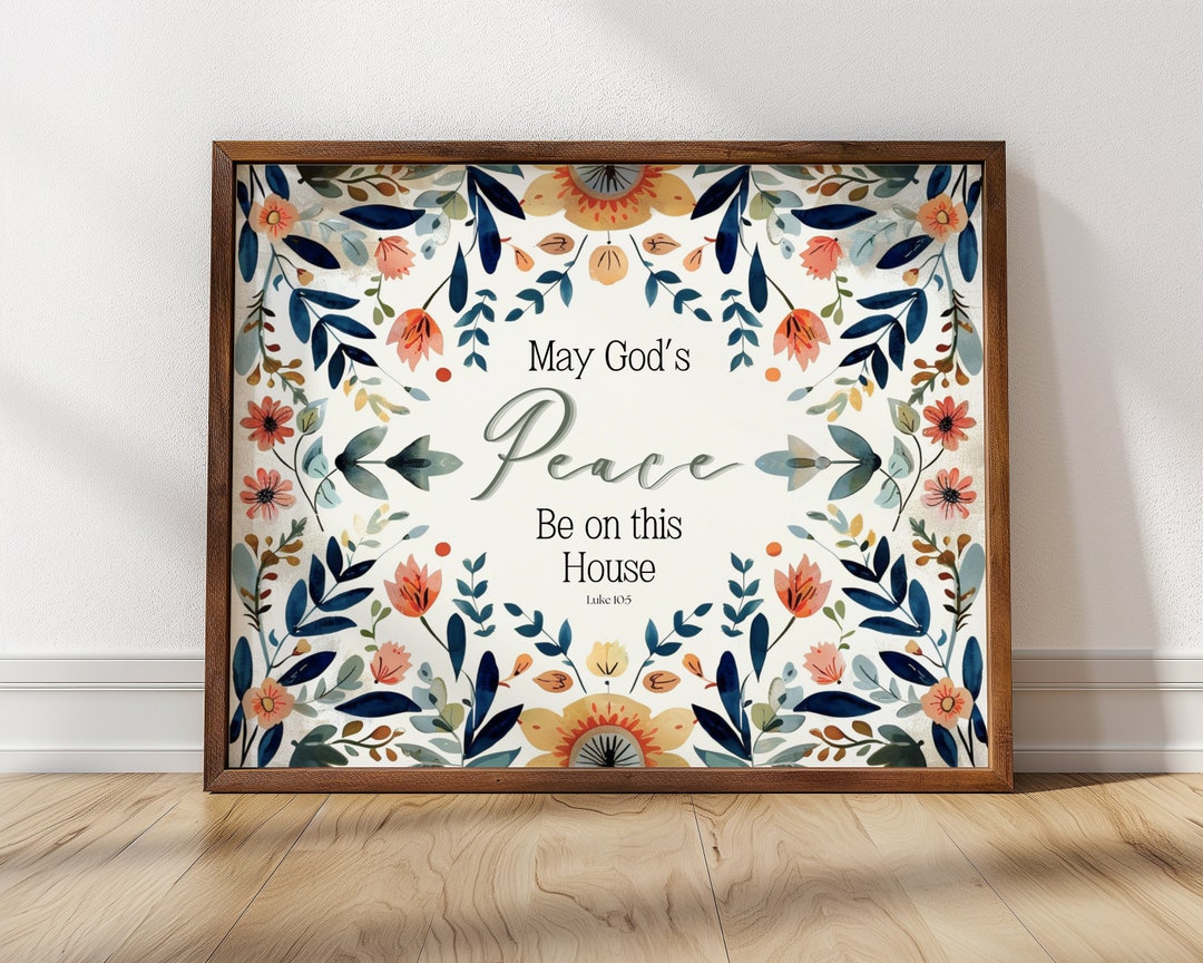 Floral House Blessing Art Print, Christian Home Decor - Etsy