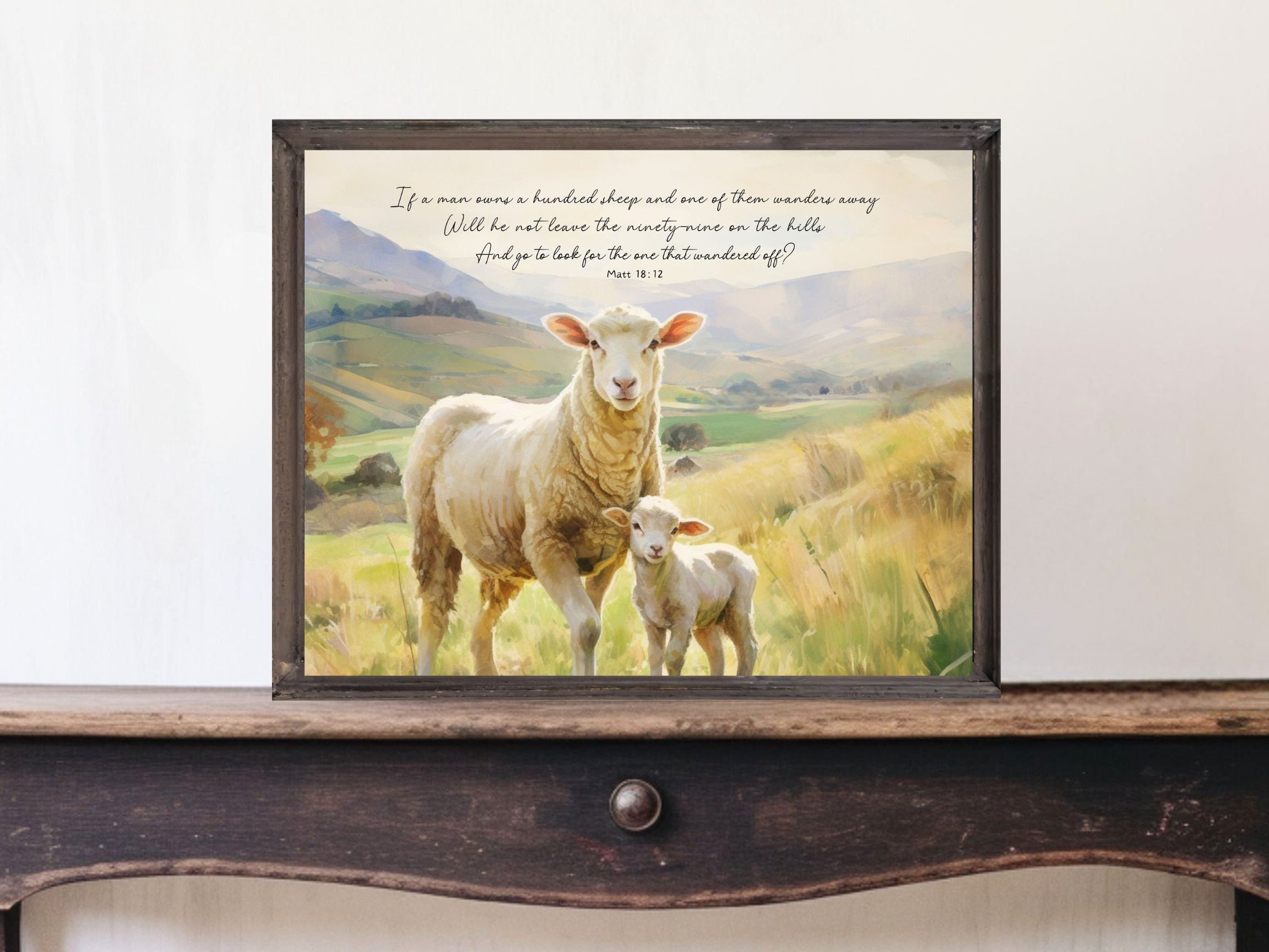 Art Print, Matthew 18 Art, Sheep Painting, Ewe and Lamb Print ...