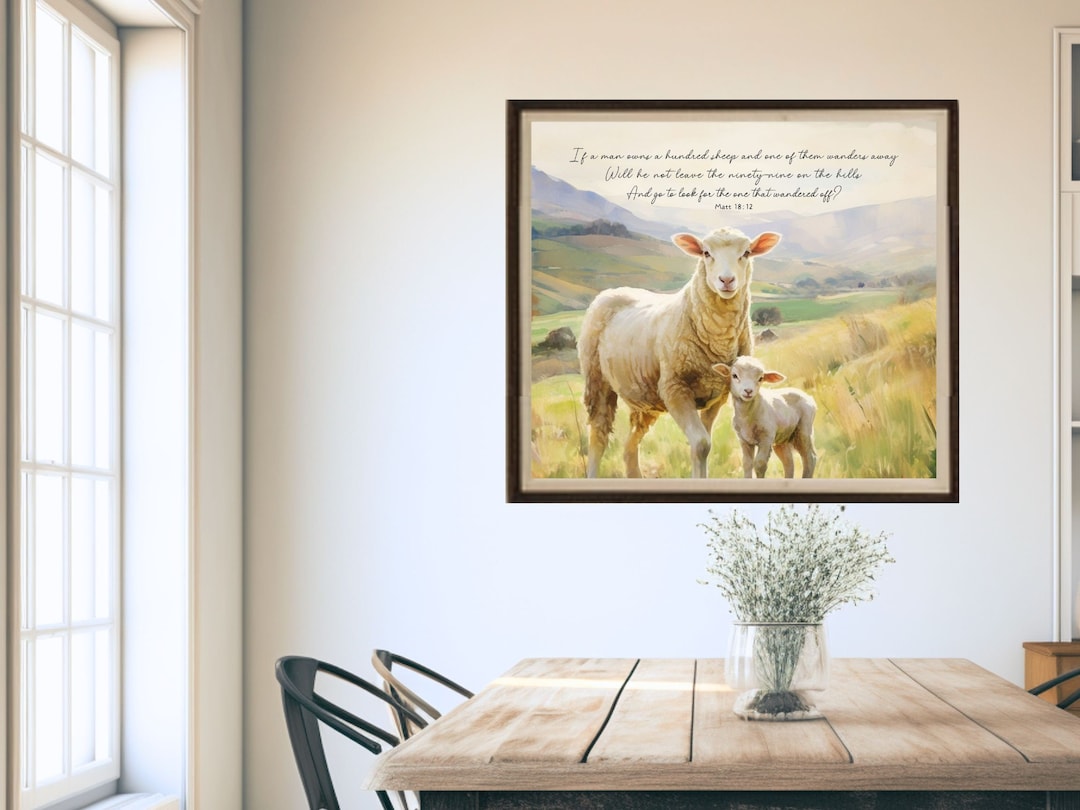 Art Print, Matthew 18 Art, Sheep Painting, Ewe and Lamb Print ...