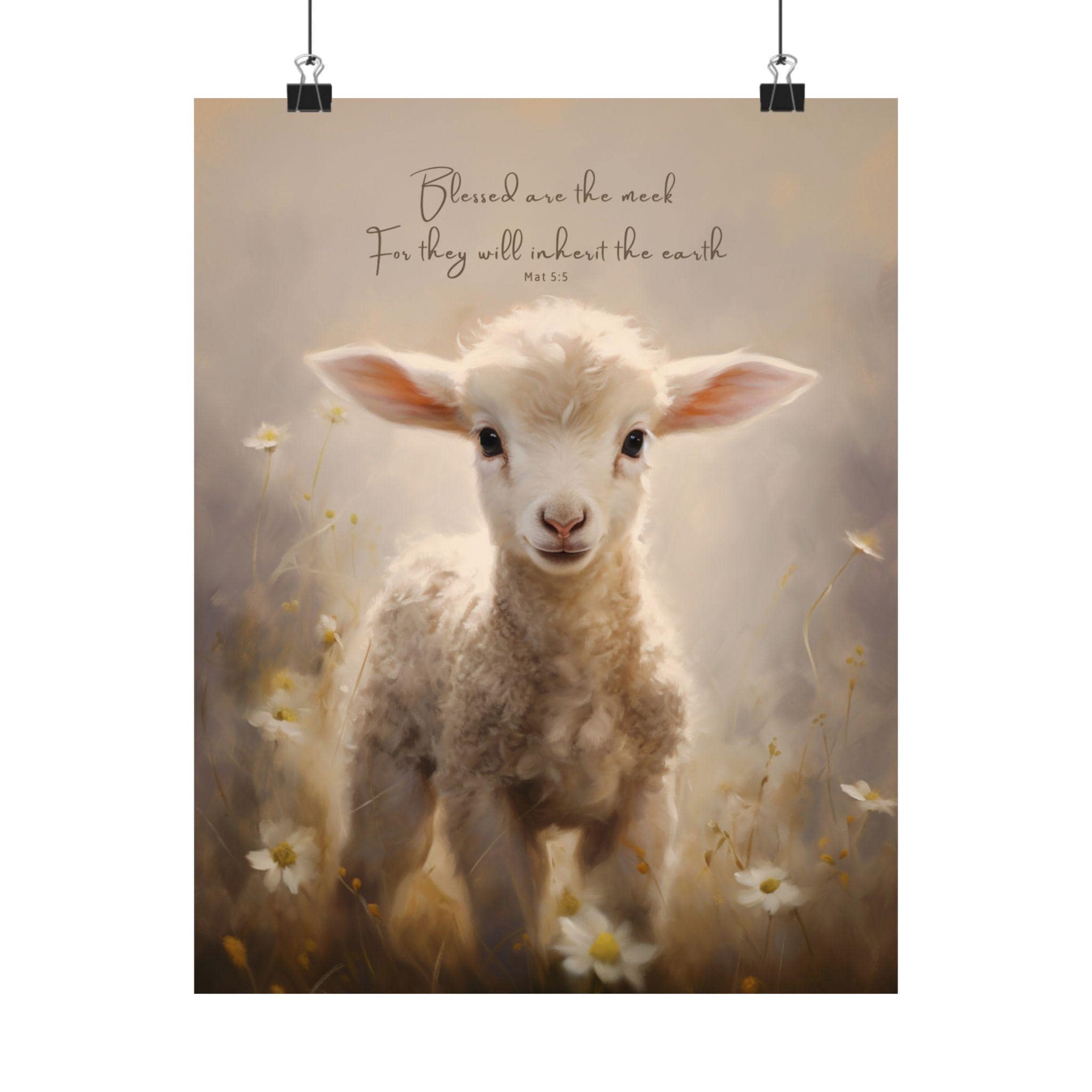 Lamb Art Print: Blessed Are the Meek, Christian Nursery Decor - Etsy