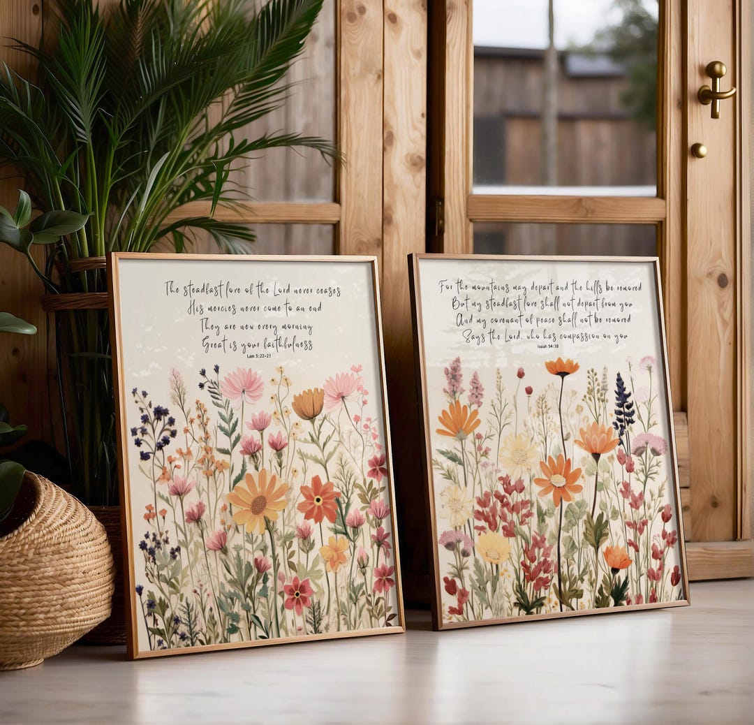 Wildflower Scripture Art Print Set: Lamentations 3 & Isaiah 54 - Etsy