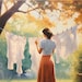 Vintage Laundry Room Print: Clothing Line Painting (digital Download ...