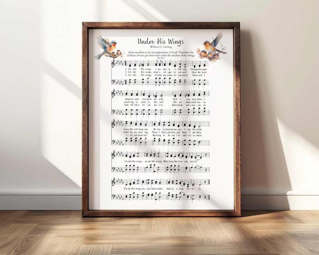 Under His Wings Hymn Print: Christian Sheet Music Art (digital Download ...