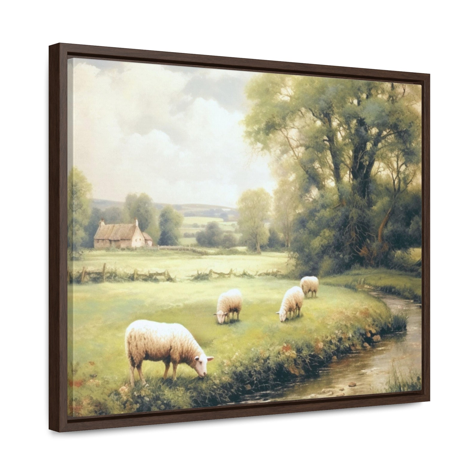 Canvas, Sheep Grazing in Pasture Art, Countryside Farm Art, Farmhouse Wall Decor, Farm Animal ...