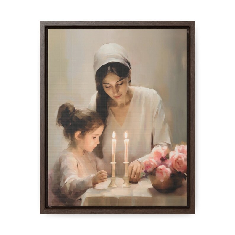 Canvas, Shabbat Candle Lighting Painting, Woman Lighting Shabbat ...