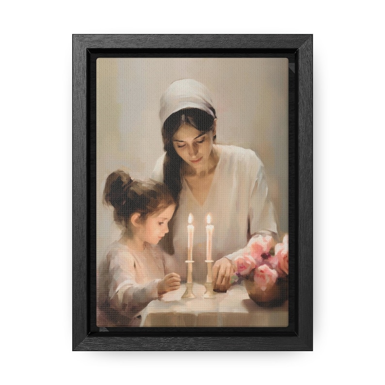 Canvas, Shabbat Candle Lighting Painting, Woman Lighting Shabbat ...