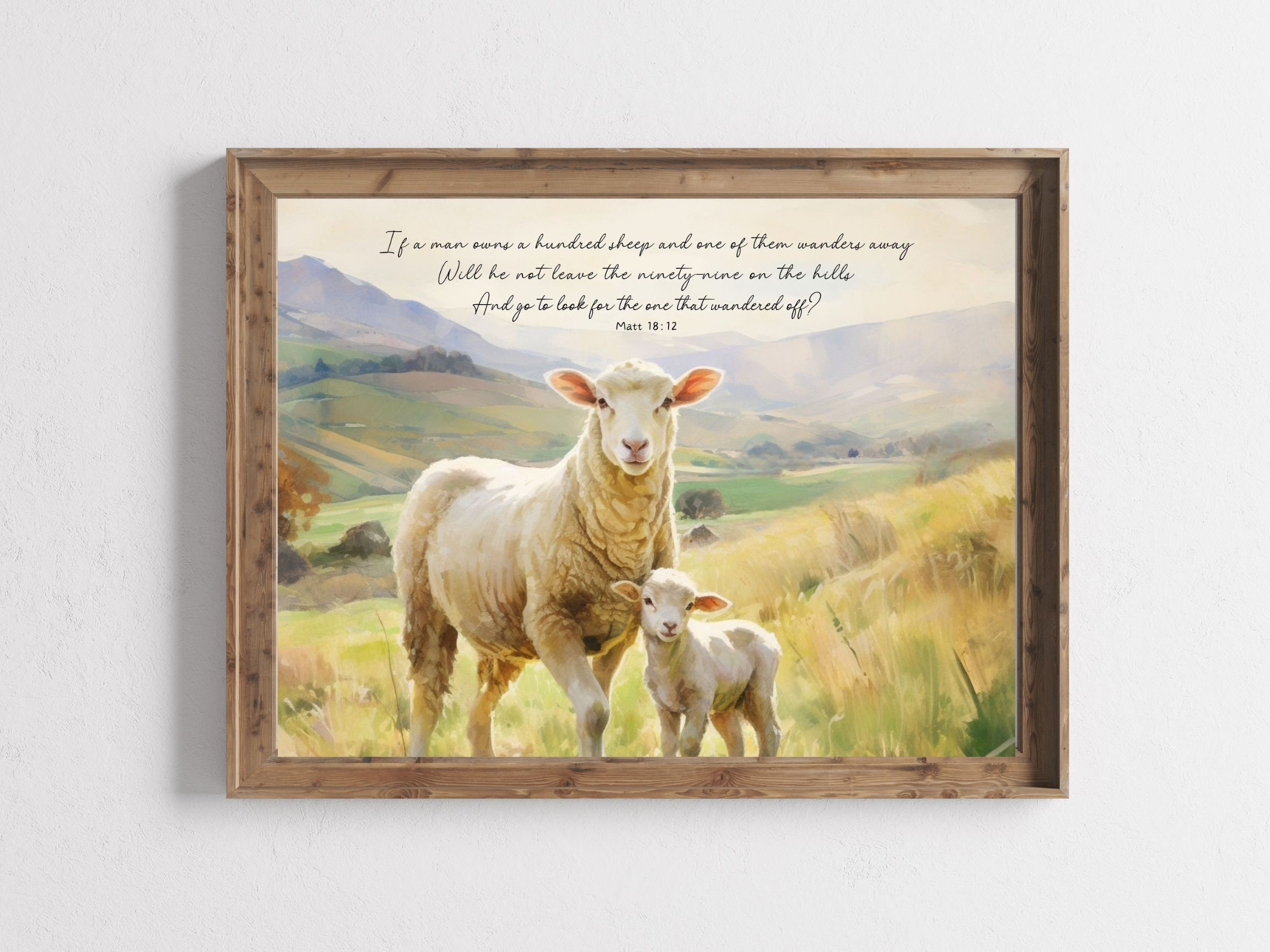 Art Print, Matthew 18 Art, Sheep Painting, Ewe and Lamb Print ...
