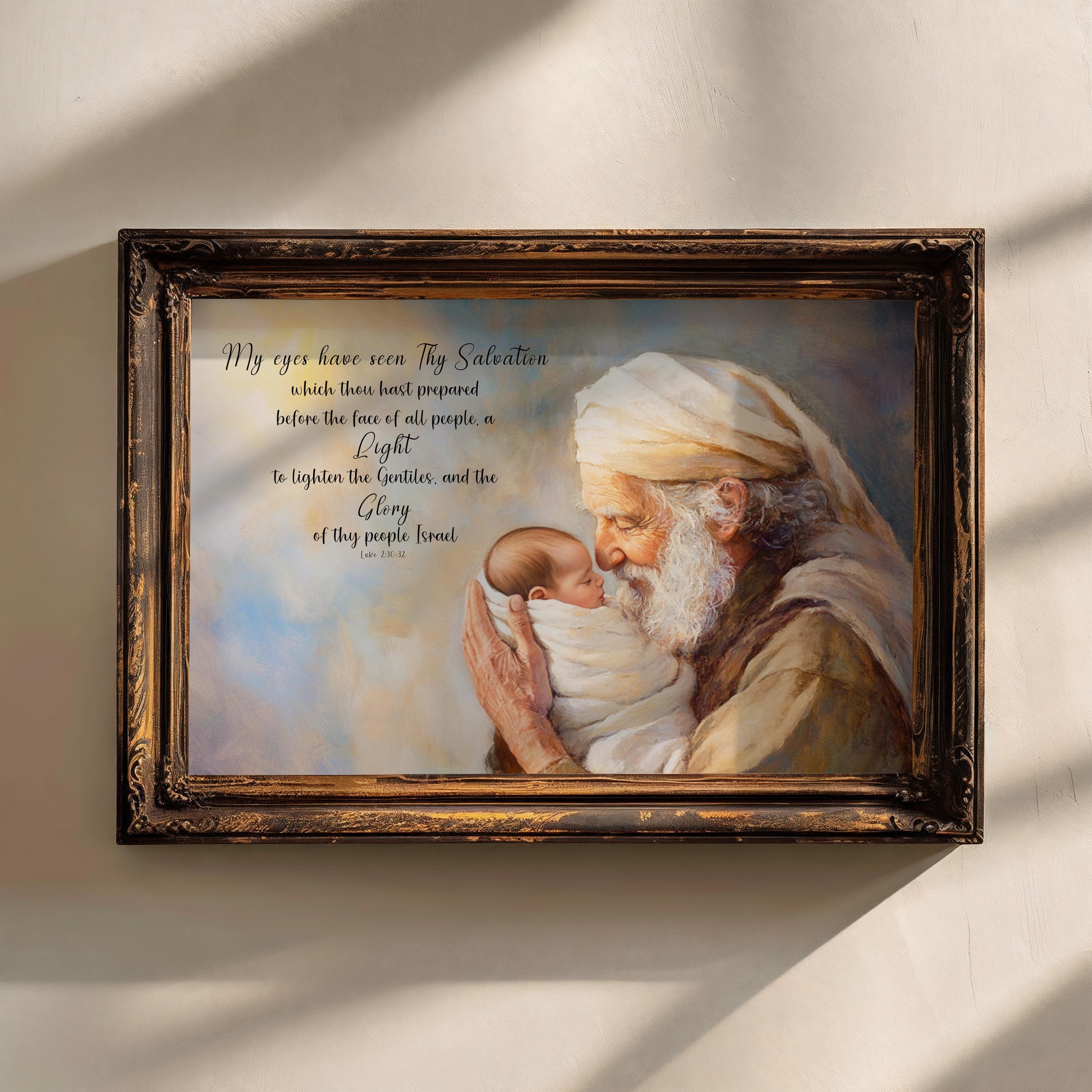 Art Print, Prayer of Simeon, Simeon's Prayer, Luke 2:30-32, Canticle of ...