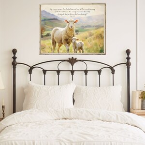 Art Print, Matthew 18 Art, Sheep Painting, Ewe and Lamb Print ...
