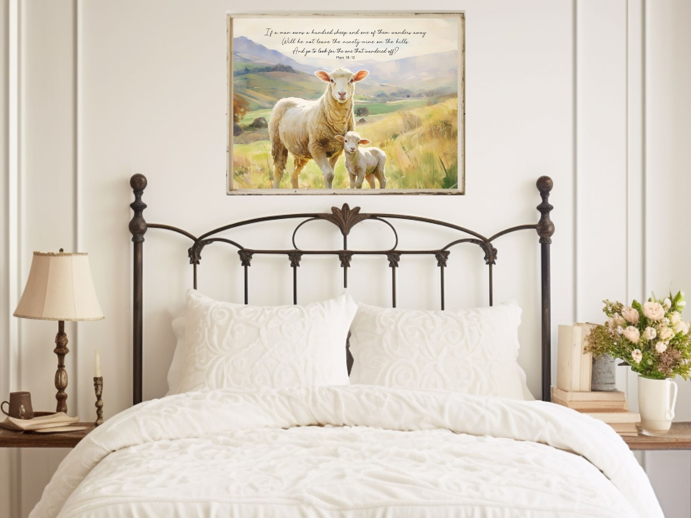 Art Print, Matthew 18 Art, Sheep Painting, Ewe and Lamb Print ...