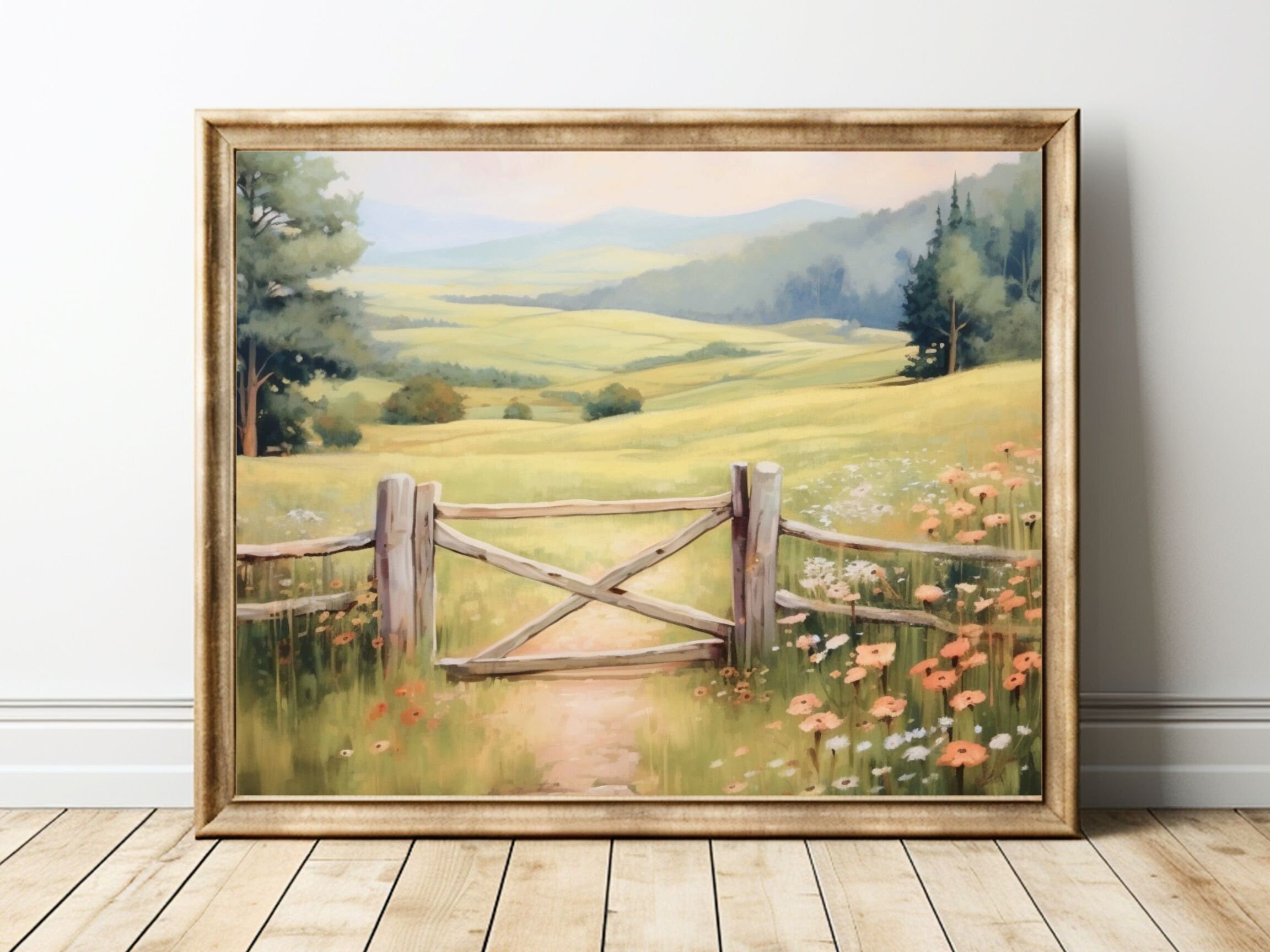 Art Print, Beautiful Pasture Wall Art, Scenic Pasture, Gate to Pasture ...