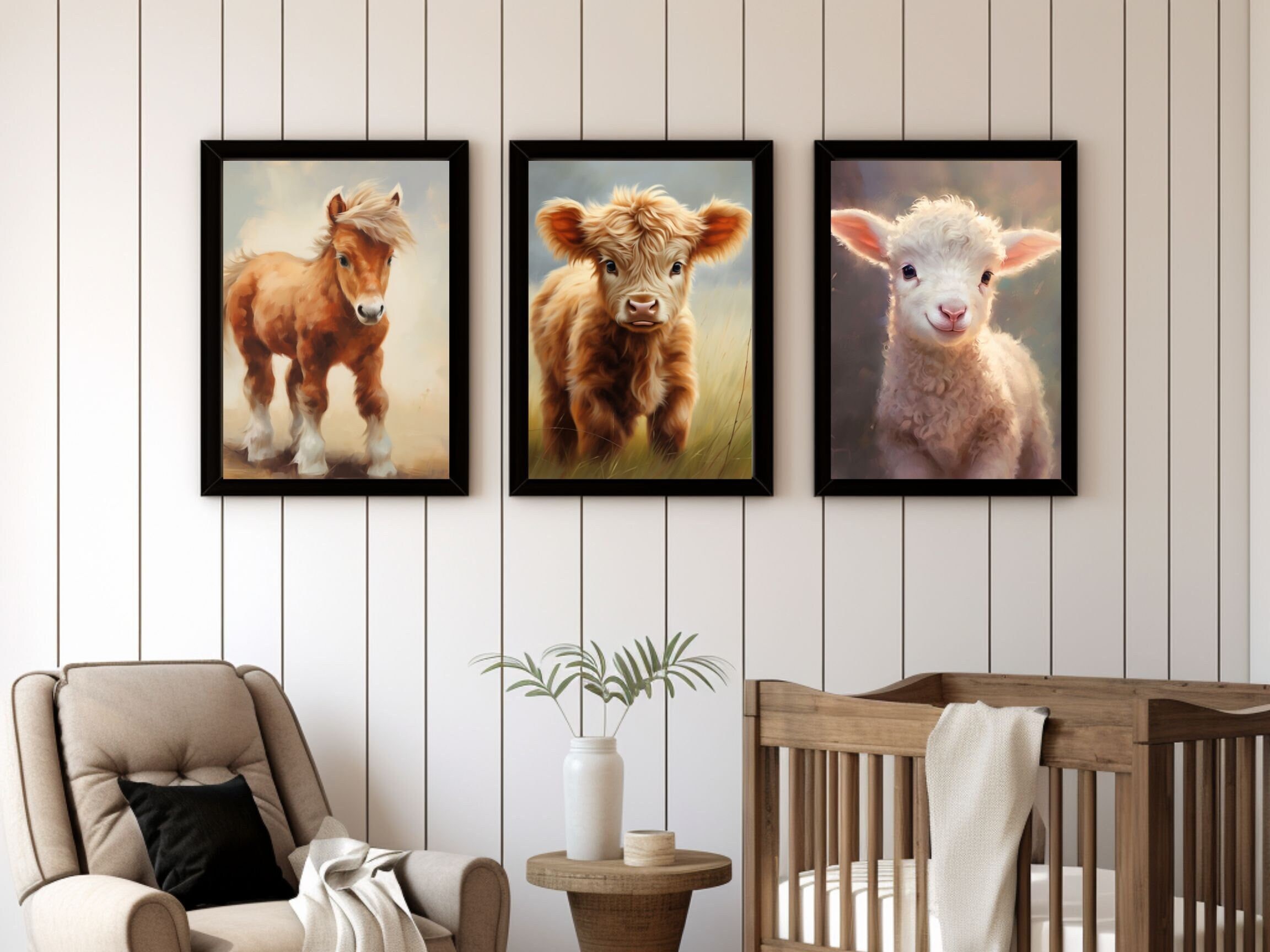Digital Download, Baby Farm Animal Set 3 Prints, Children Room Art ...