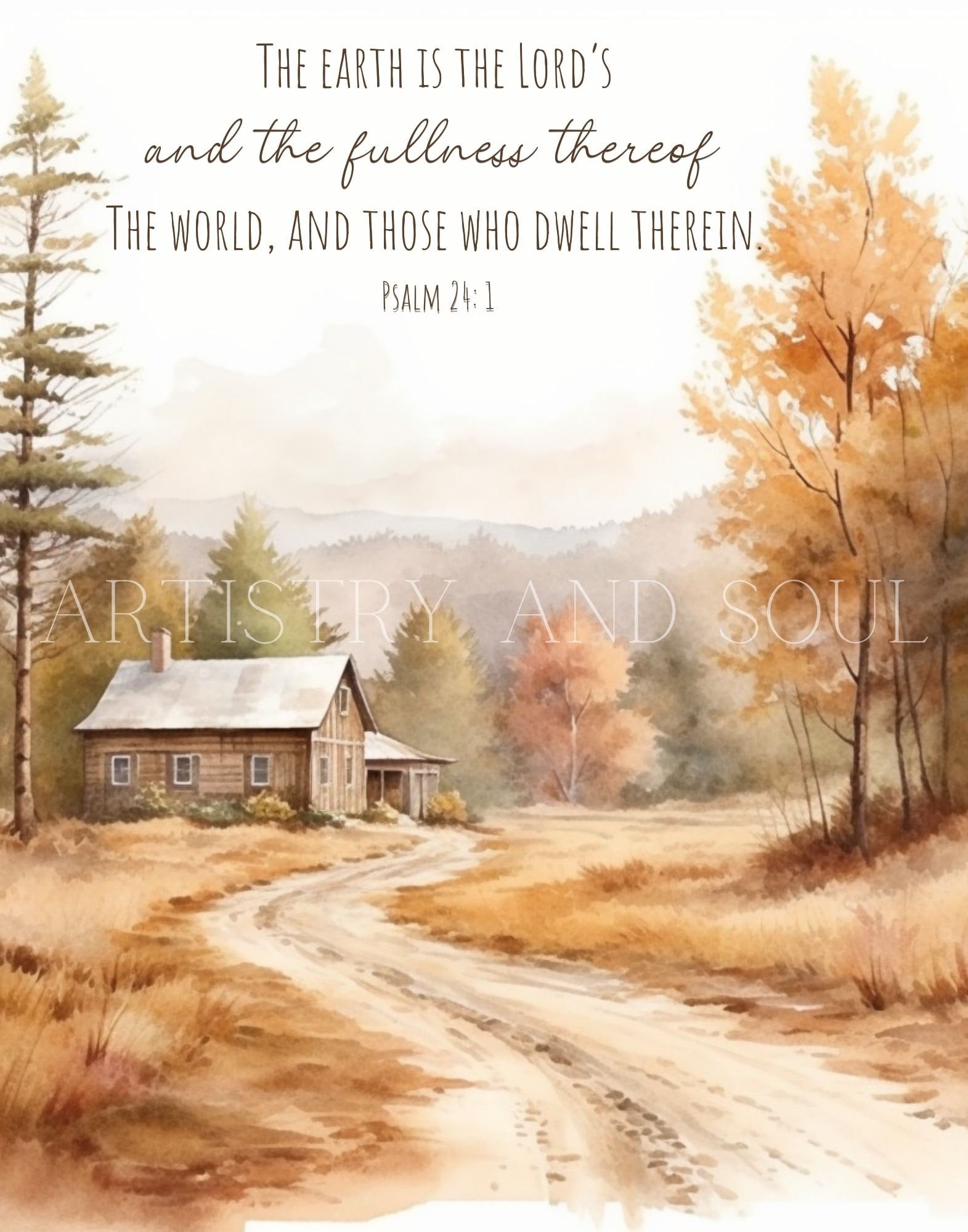 Fall Landscape Set of 2 Prints, Autumn Scripture Wall Art, Bible Print ...