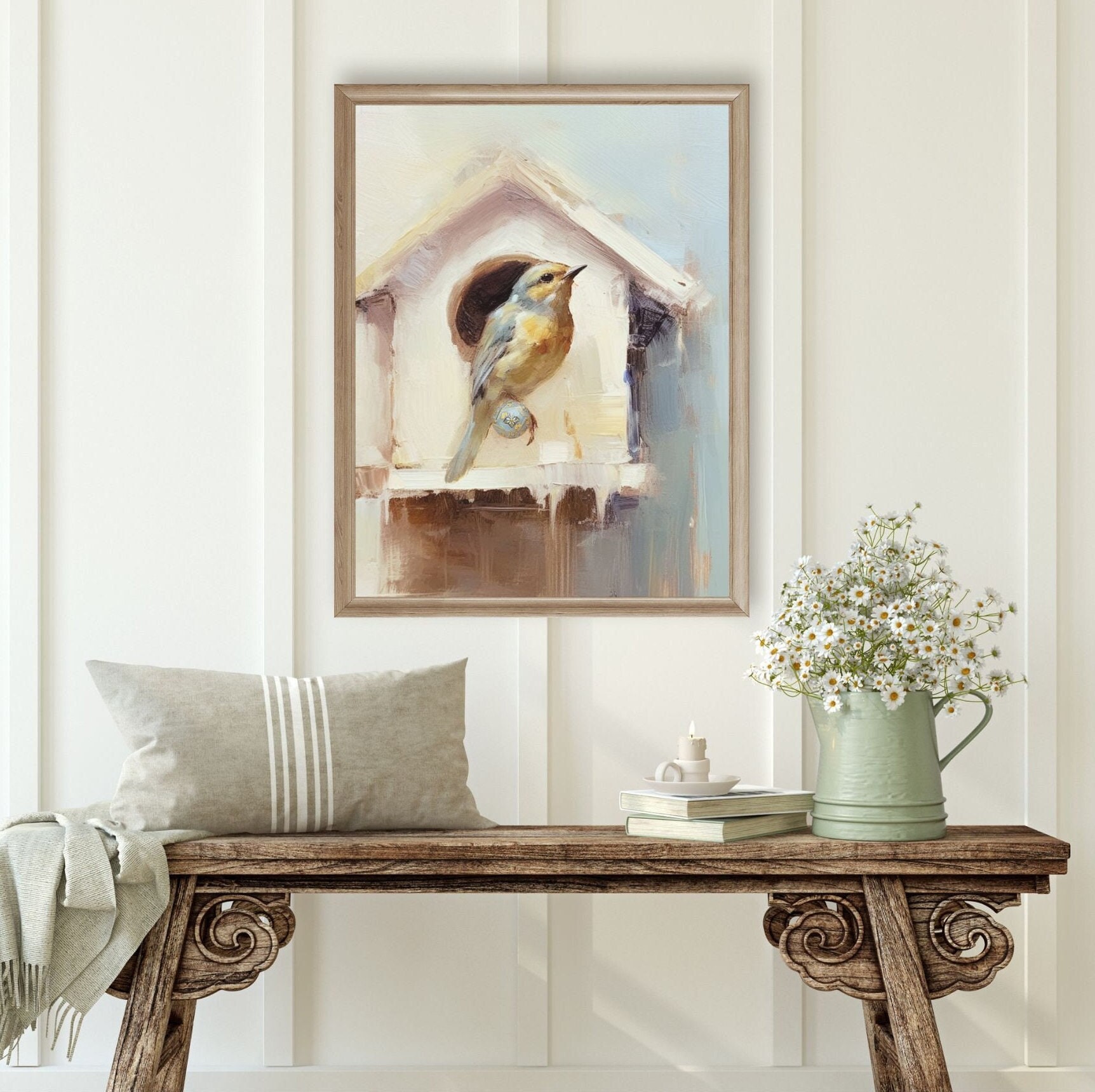 Avian Haven Beautiful Bird and Birdhouse Art Print Digital - Etsy
