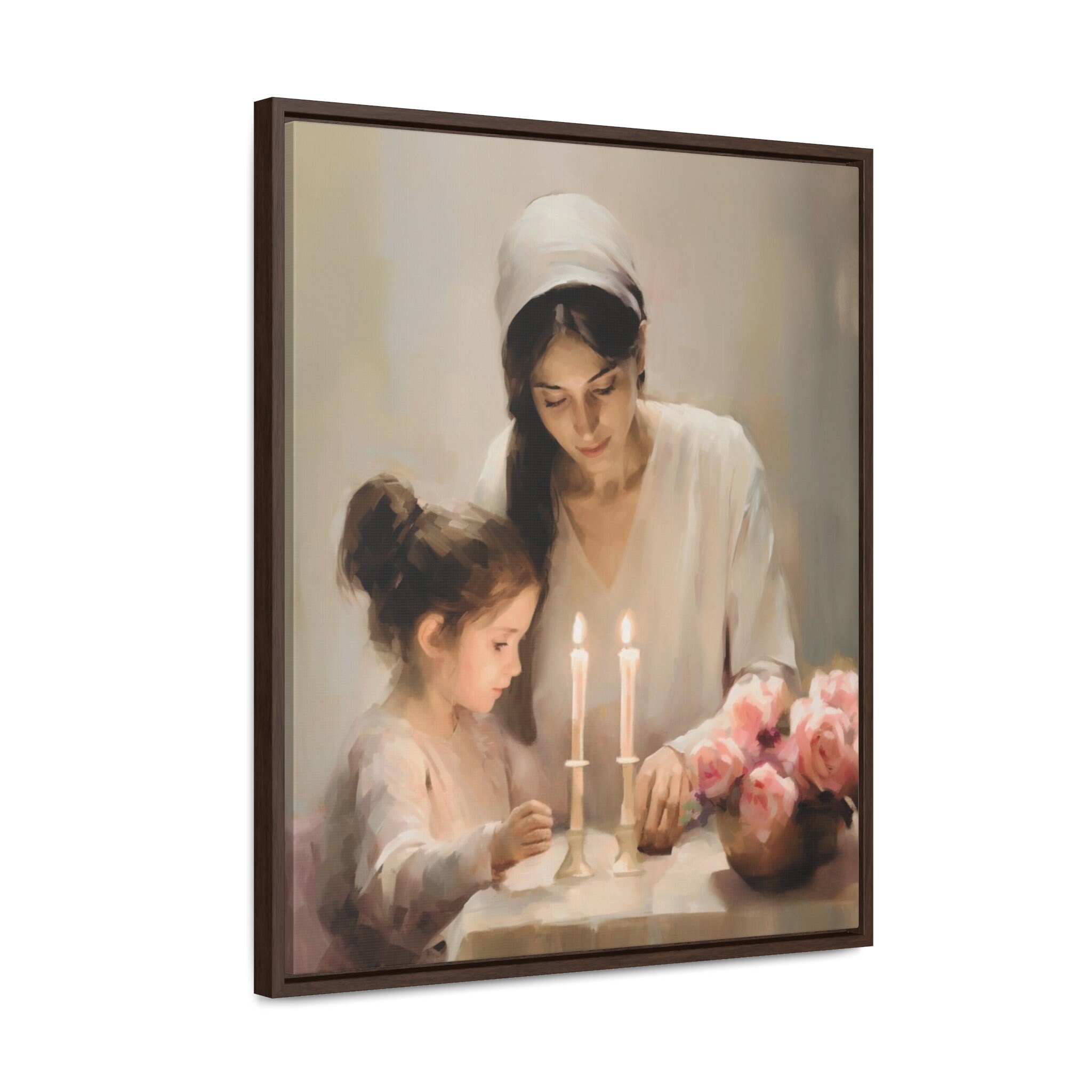 Canvas, Shabbat Candle Lighting Painting, Woman Lighting Shabbat ...