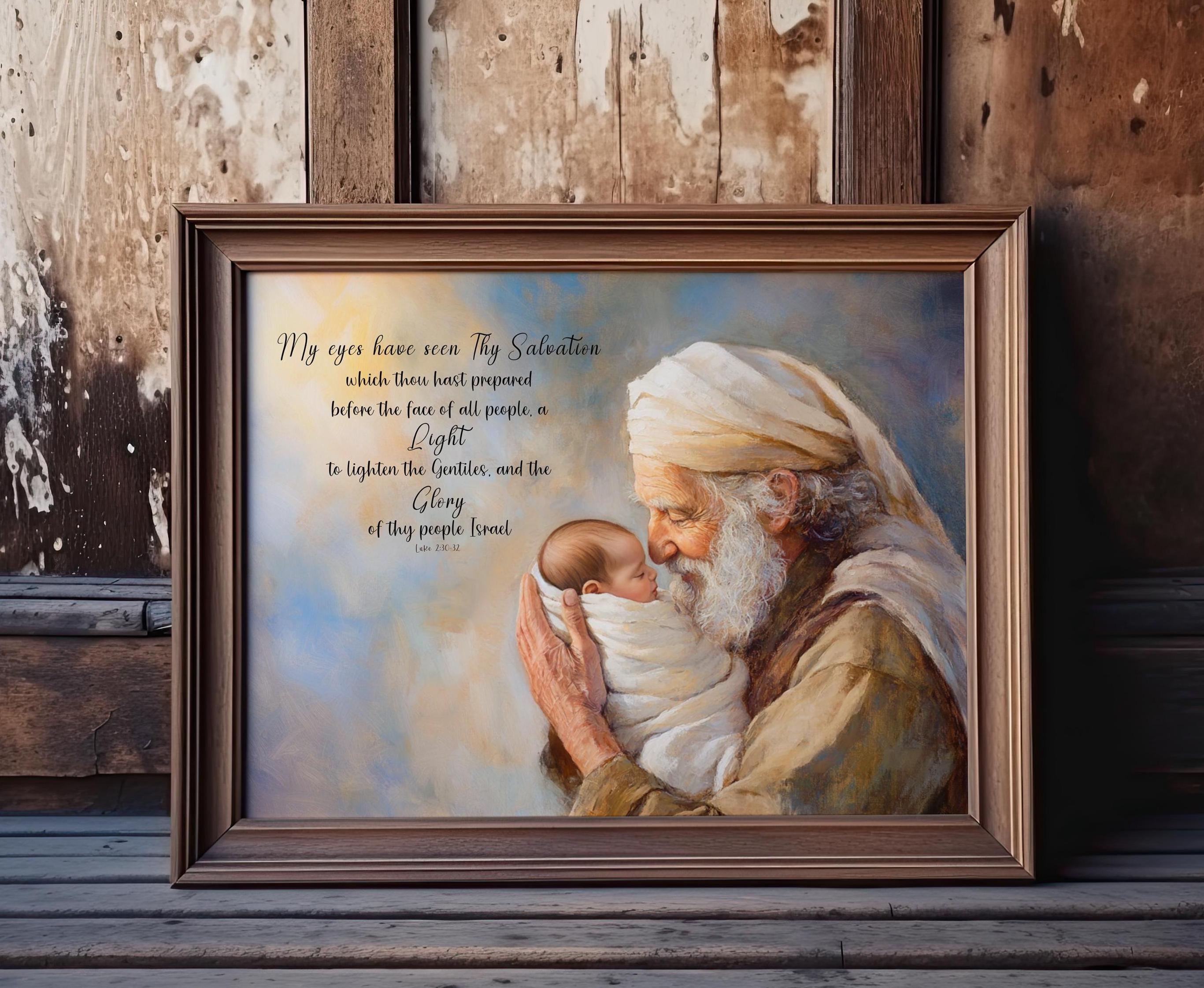 Art Print, Prayer of Simeon, Simeon's Prayer, Luke 2:30-32, Canticle of ...