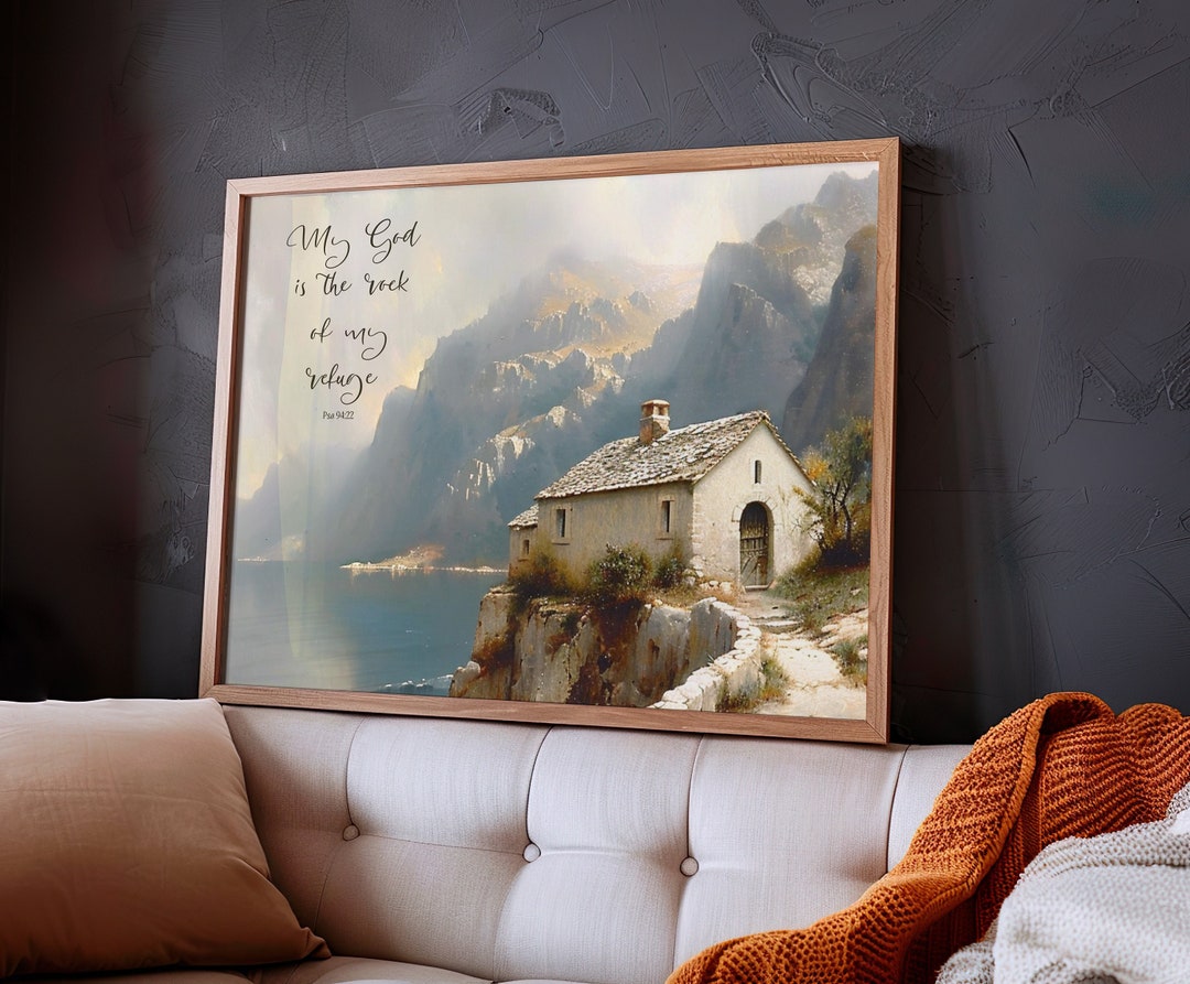 Art Print, Psalm 94:22, My God the Rock, My Refuge, Christian Art ...