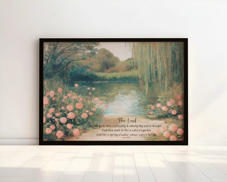 Isaiah 58:11 Scripture Art Print, Well Watered Garden Landscape - Etsy