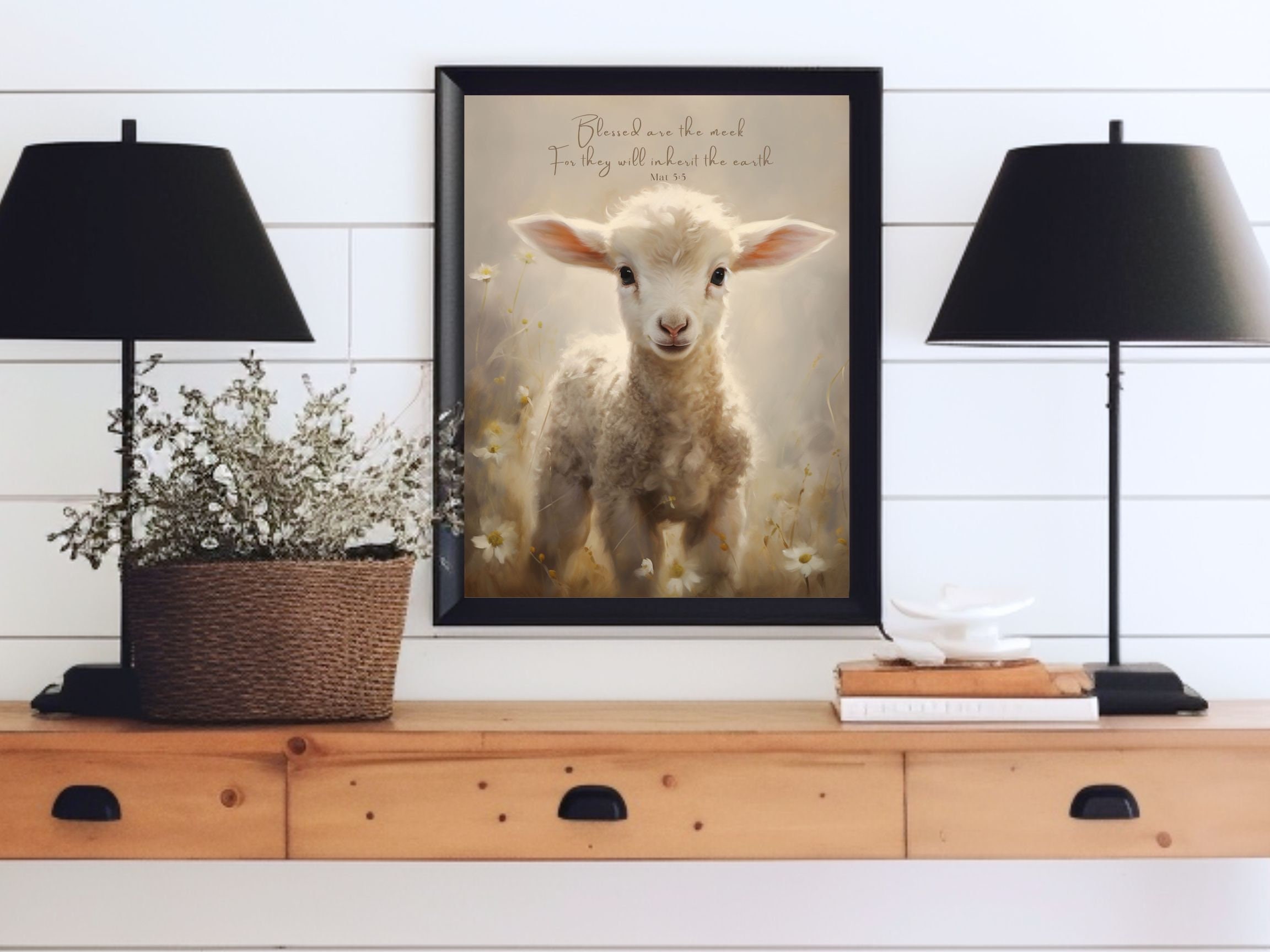Blessed Are the Meek, Lamb Art, Sheep Painting, Beatitudes, Christian ...