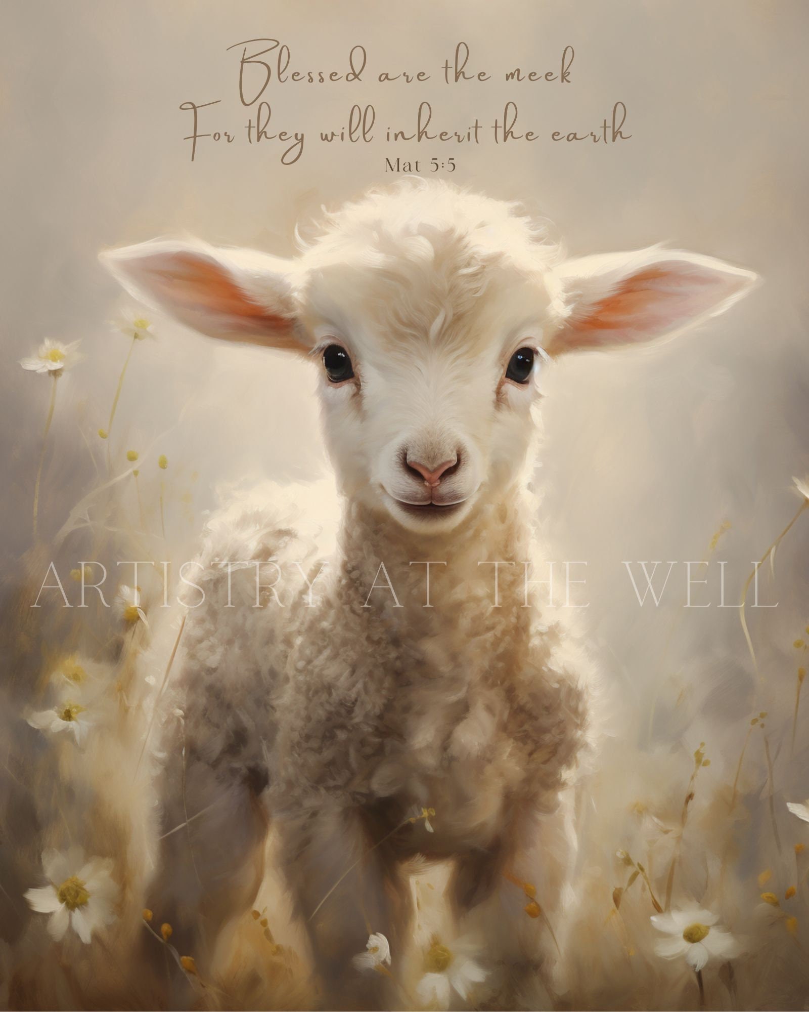 Blessed Are the Meek, Lamb Art, Sheep Painting, Beatitudes, Christian ...