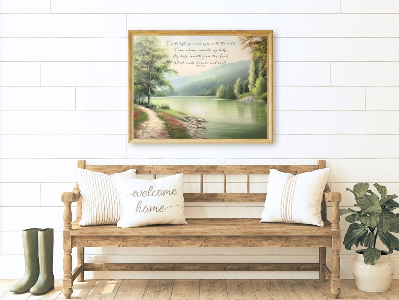 Art Print, Living Room, I Will Lift up My Eyes to the Hills, Scripture ...