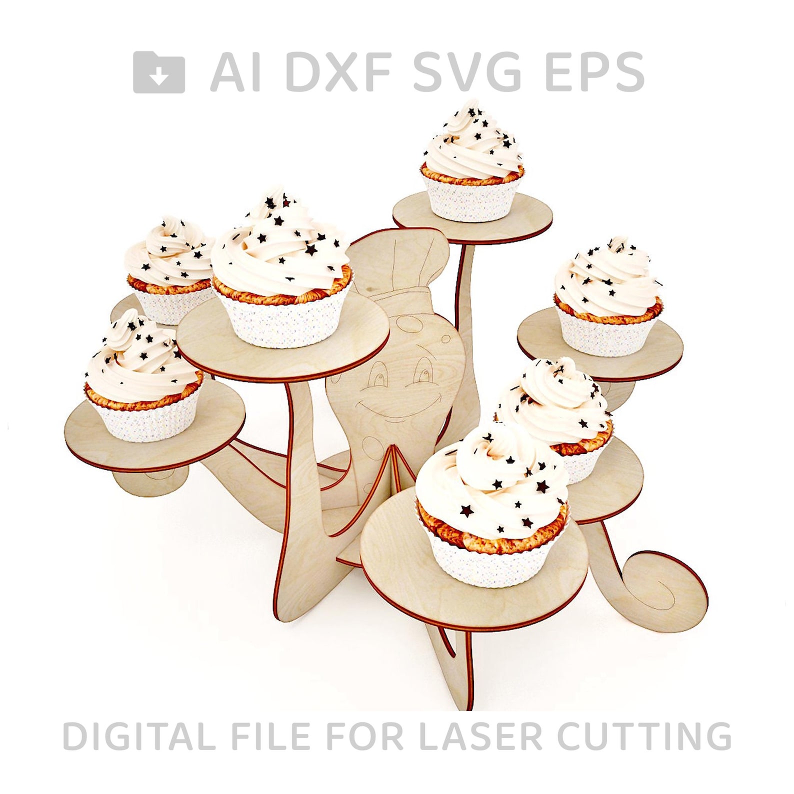 022-cake Stand Vector for CNC Svg Vector File, Vector Cut File, Digital ...