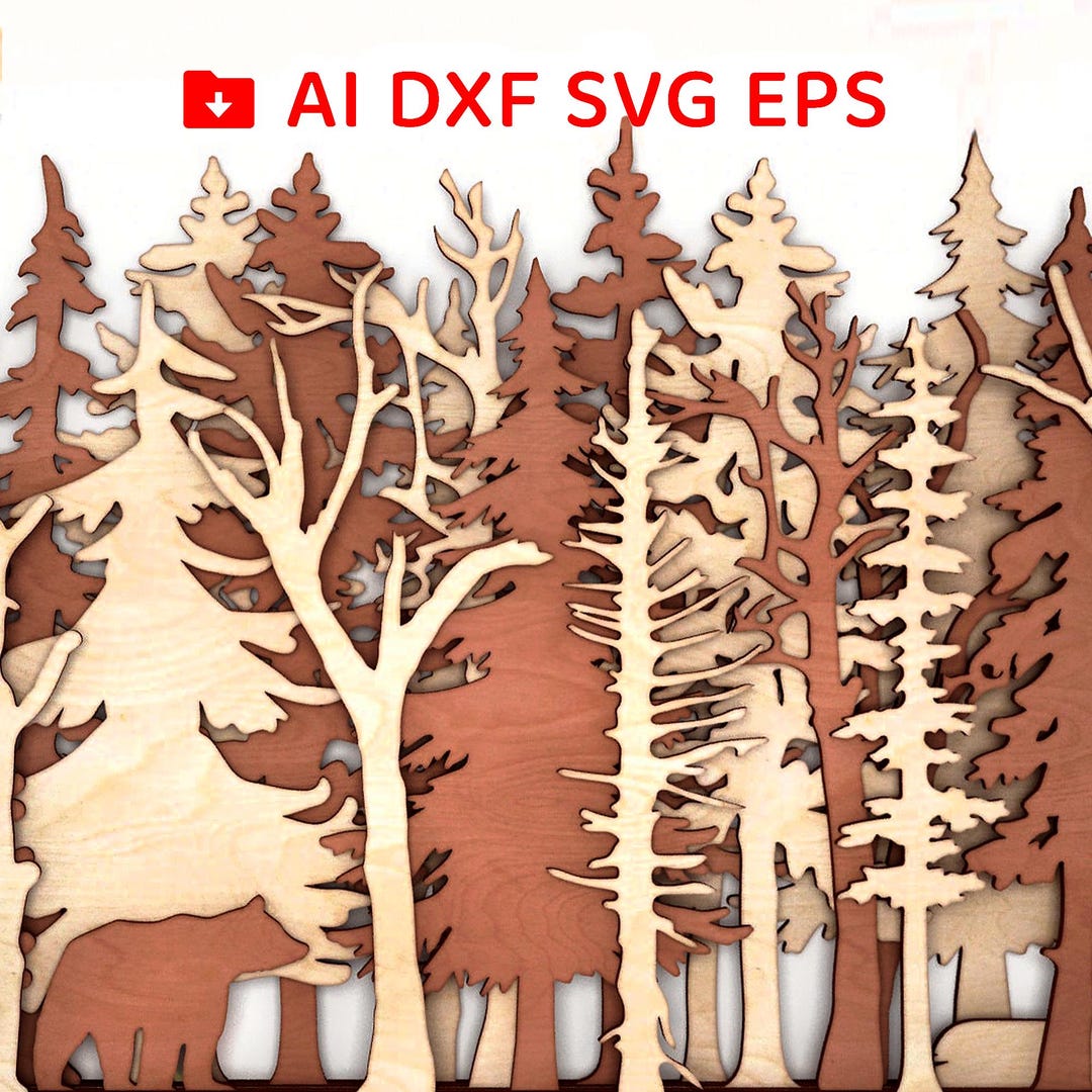 457-wooden Multilayer Pano Forest Vector for Glowforge Laser Cut Svg ...