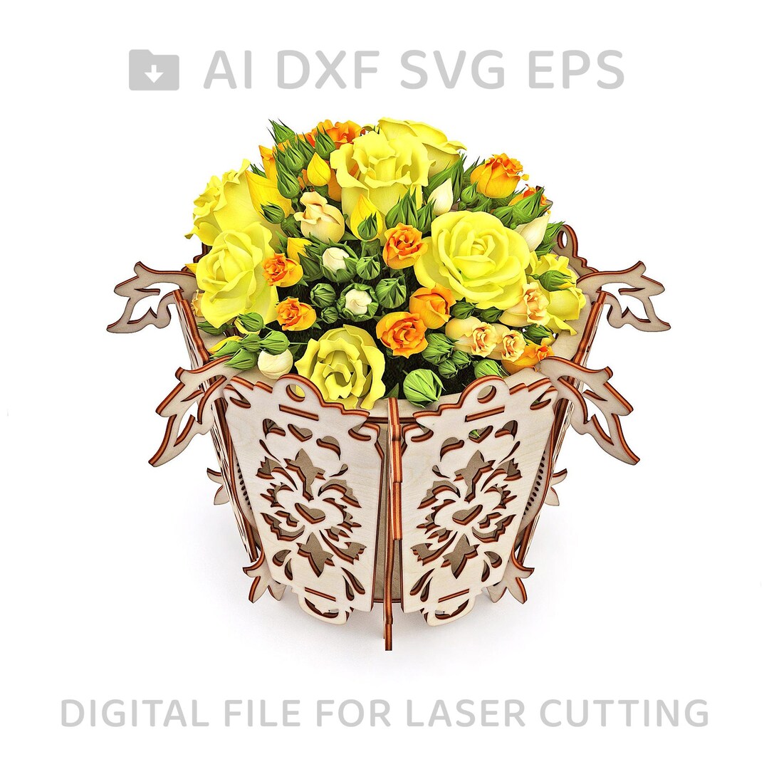109-flower Box Vector for CNC Svg Vector File, Vector Cut File, Digital ...