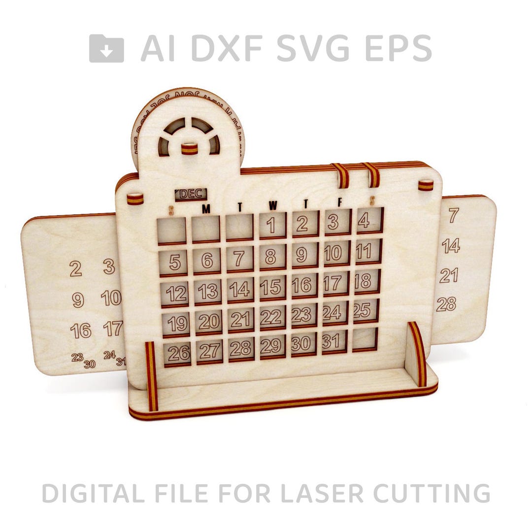 037-perpetual Calendar Vector for CNC Svg Vector File, Vector Cut File ...