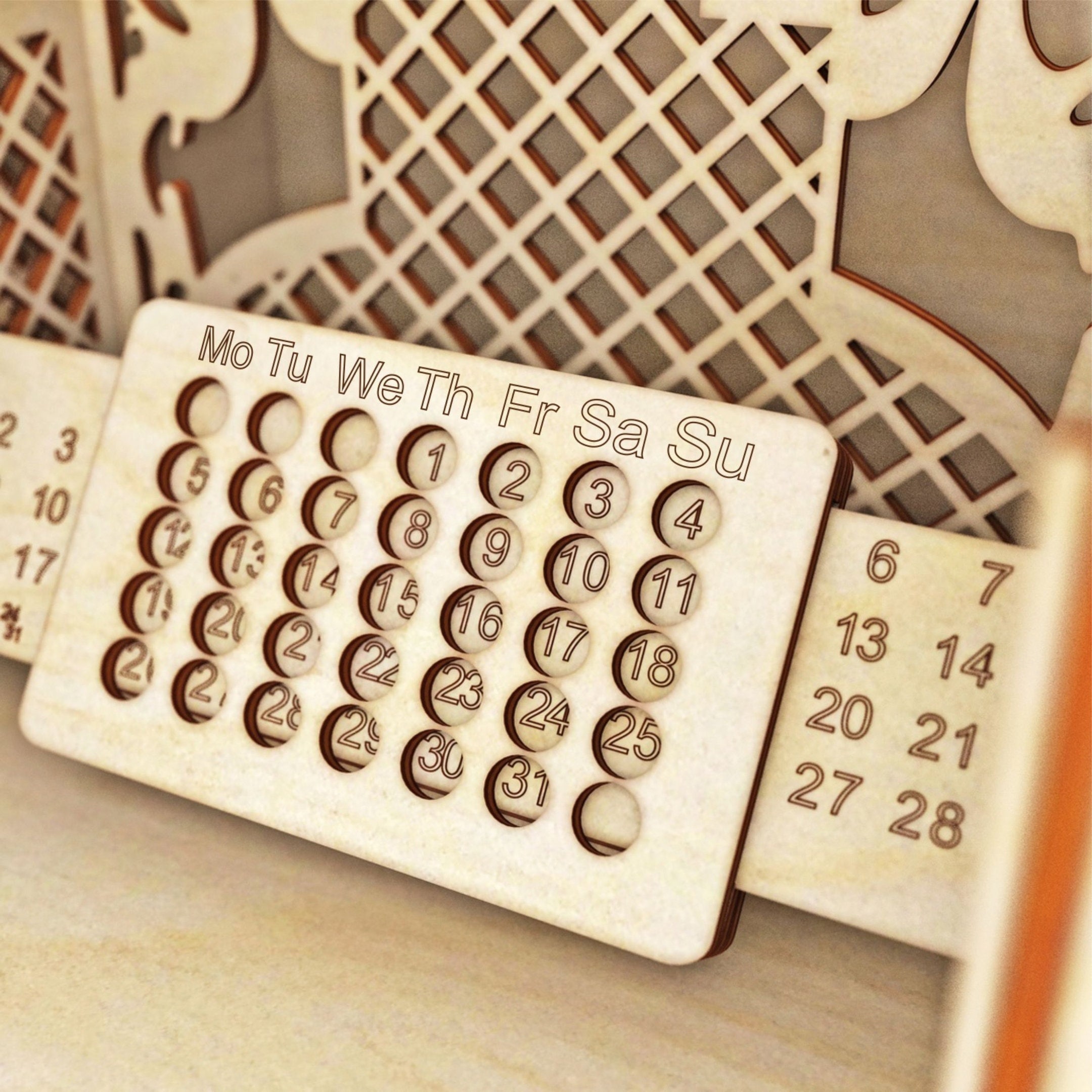 035-perpetual Calendar Vector for CNC Svg Vector File, Vector Cut File ...