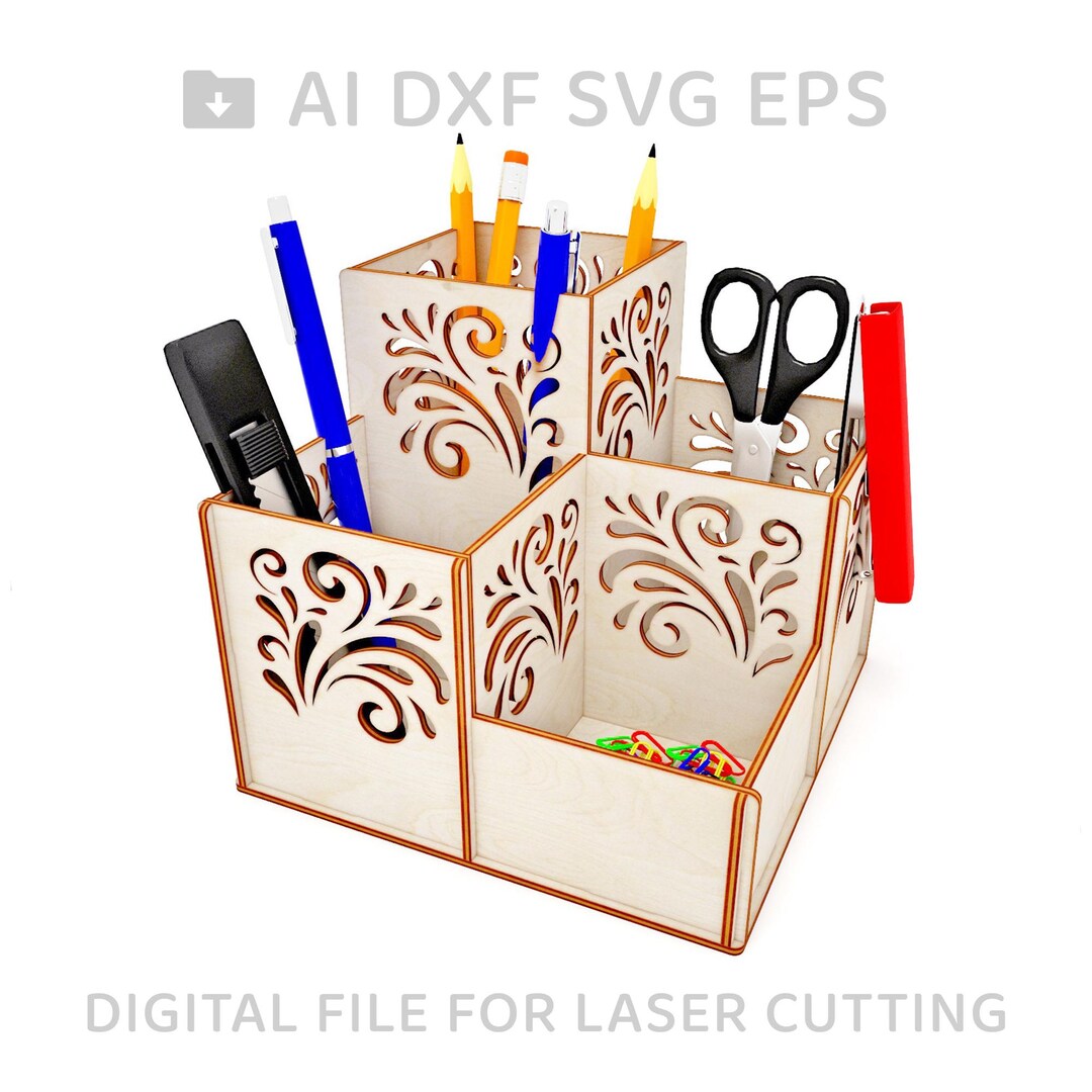 162-pencil Holder Vector for CNC Svg Vector File, Vector Cut File ...