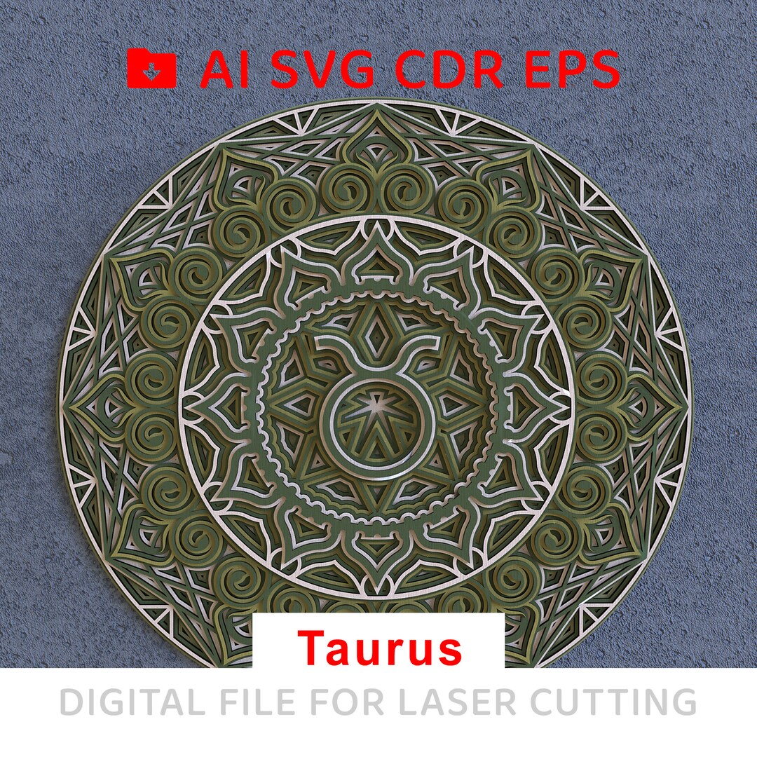 577-taurus Wooden Multilayer Zodiac Sign Vector for CNC Svg Vector File ...
