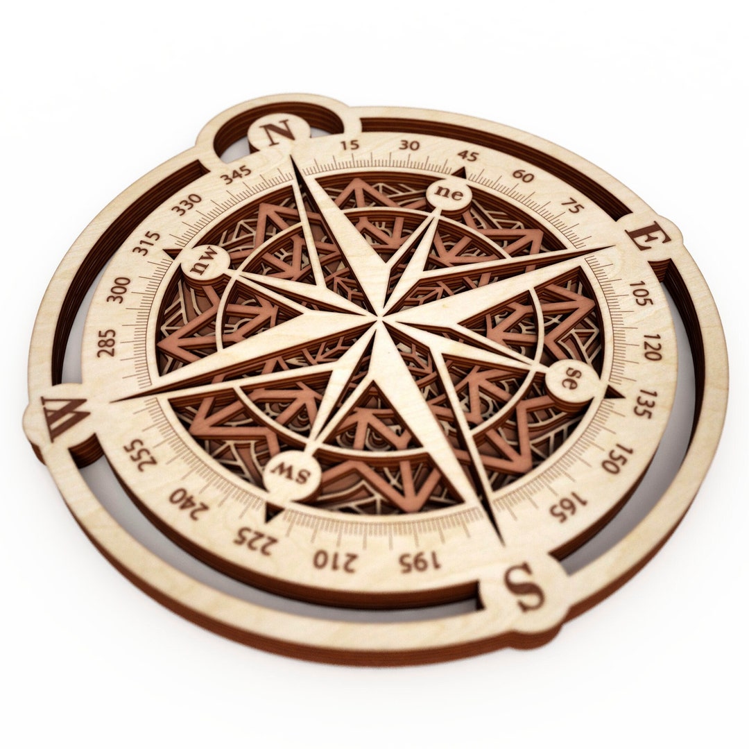 362-wooden Multilayer Compass, Home Decor, Wall Decor, Vector Svg ...