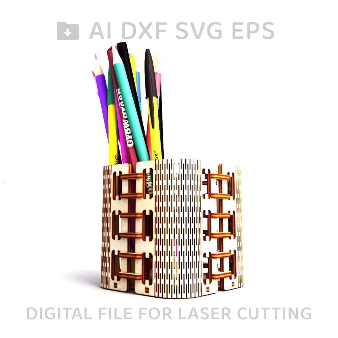 164-pencil Holder Vector for CNC Svg Vector File, Vector Cut File ...