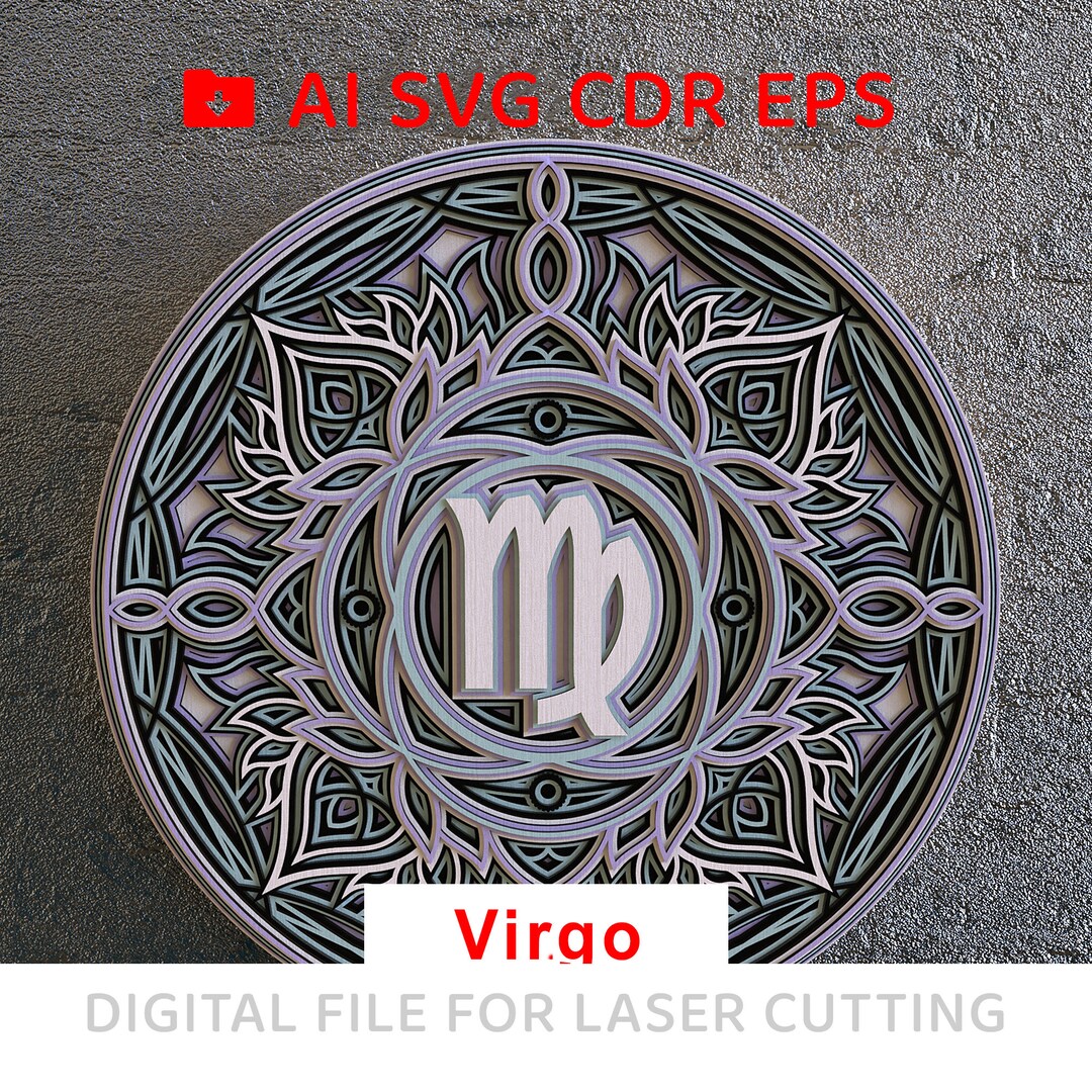 577-virgo Wooden Multilayer Zodiac Sign Vector for CNC Svg Vector File ...