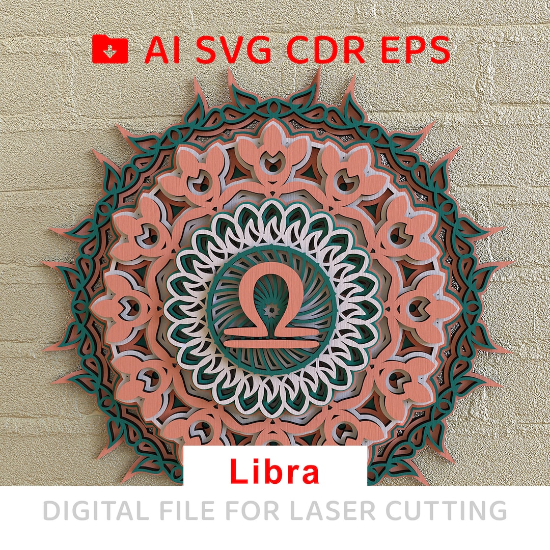 577-libra Wooden Multilayer Zodiac Sign Vector for CNC Svg Vector File ...