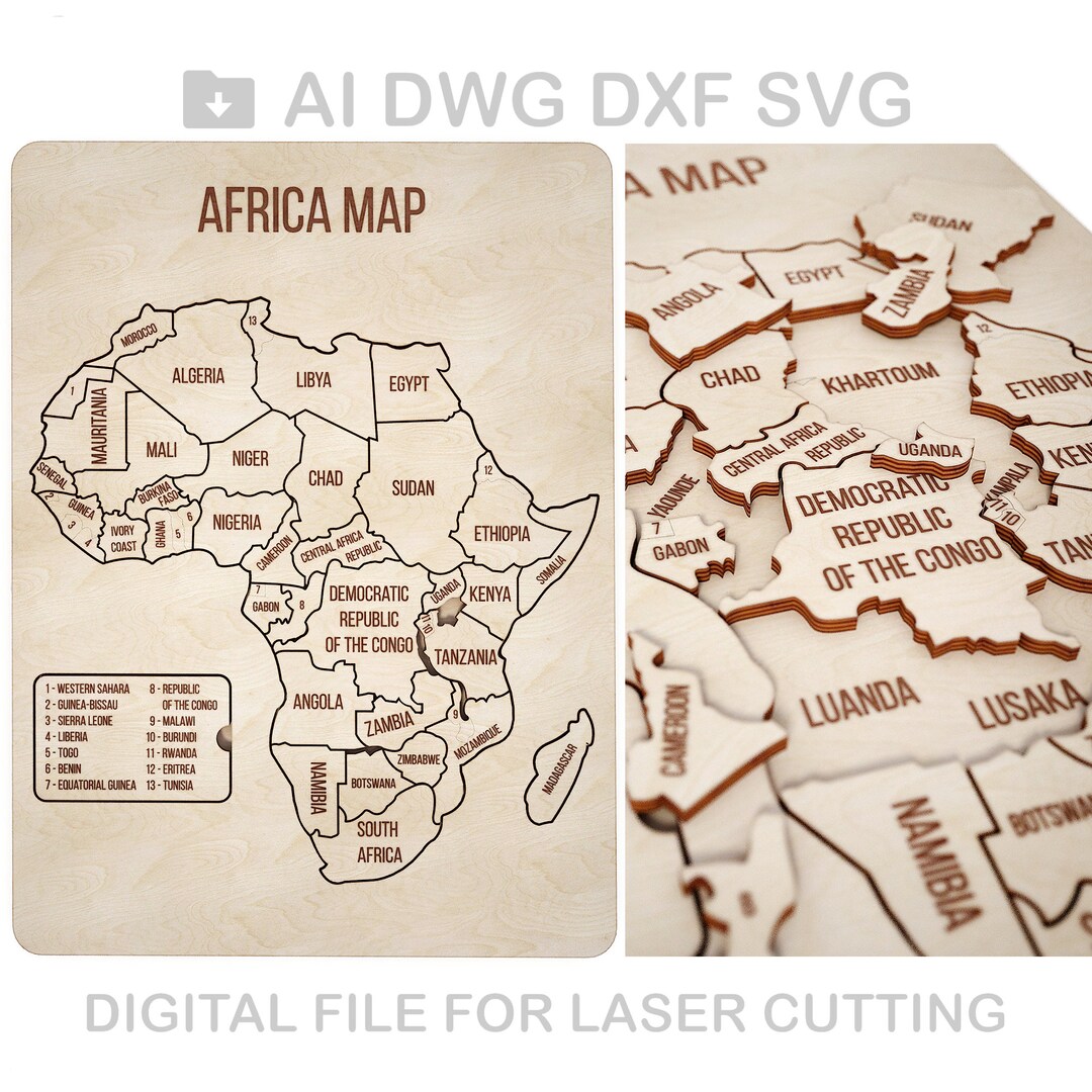 Africa Puzzle Vector for CNC Svg Vector File Vector Cut File - Etsy