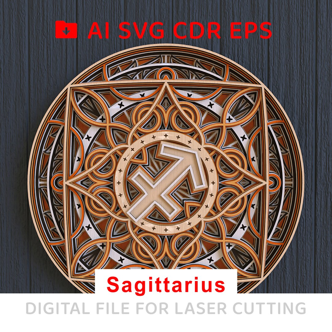 577-sagittarius 2 Wooden Multilayer Zodiac Sign Vector for CNC Svg ...