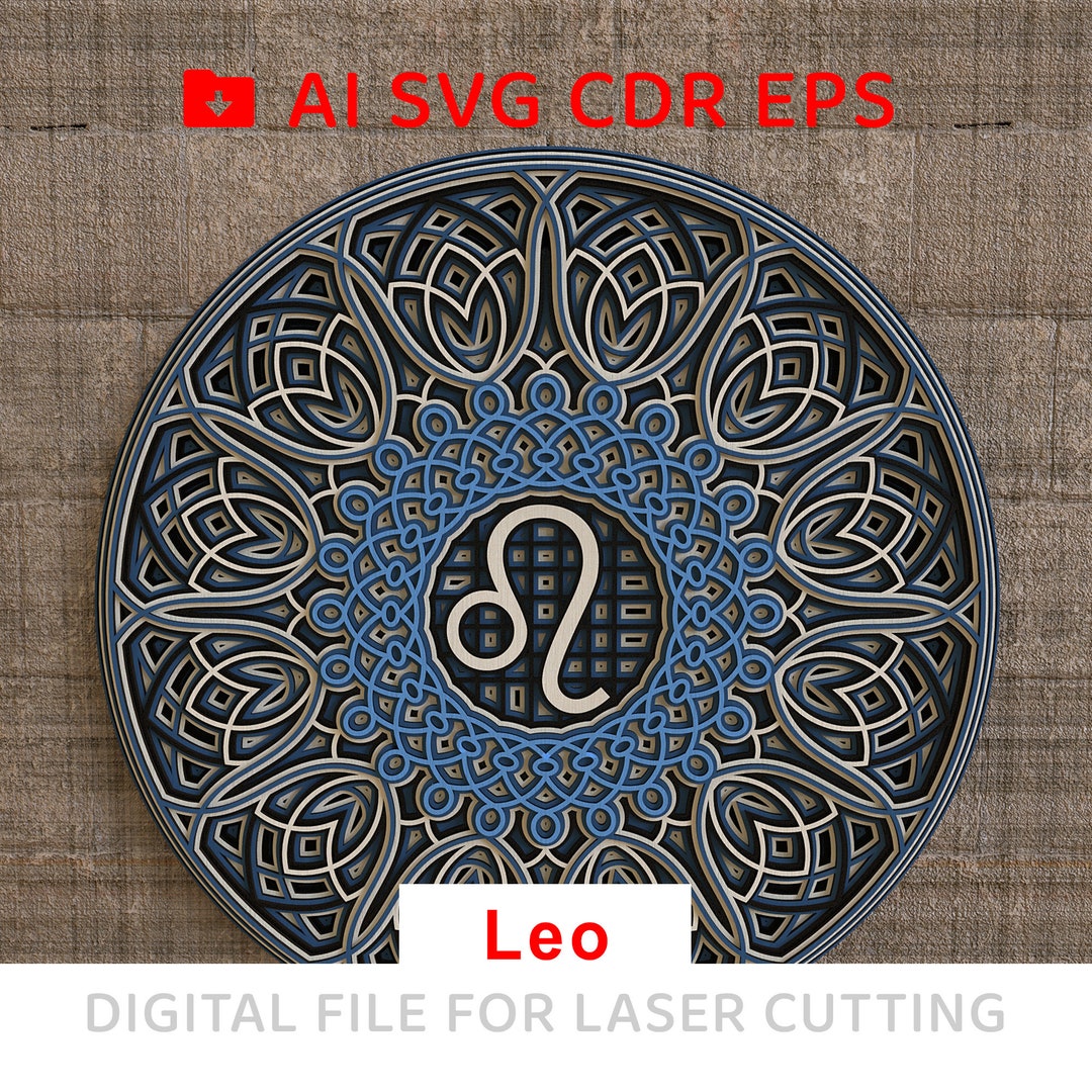 577-leo Wooden Multilayer Zodiac Sign Vector for CNC Svg Vector File ...