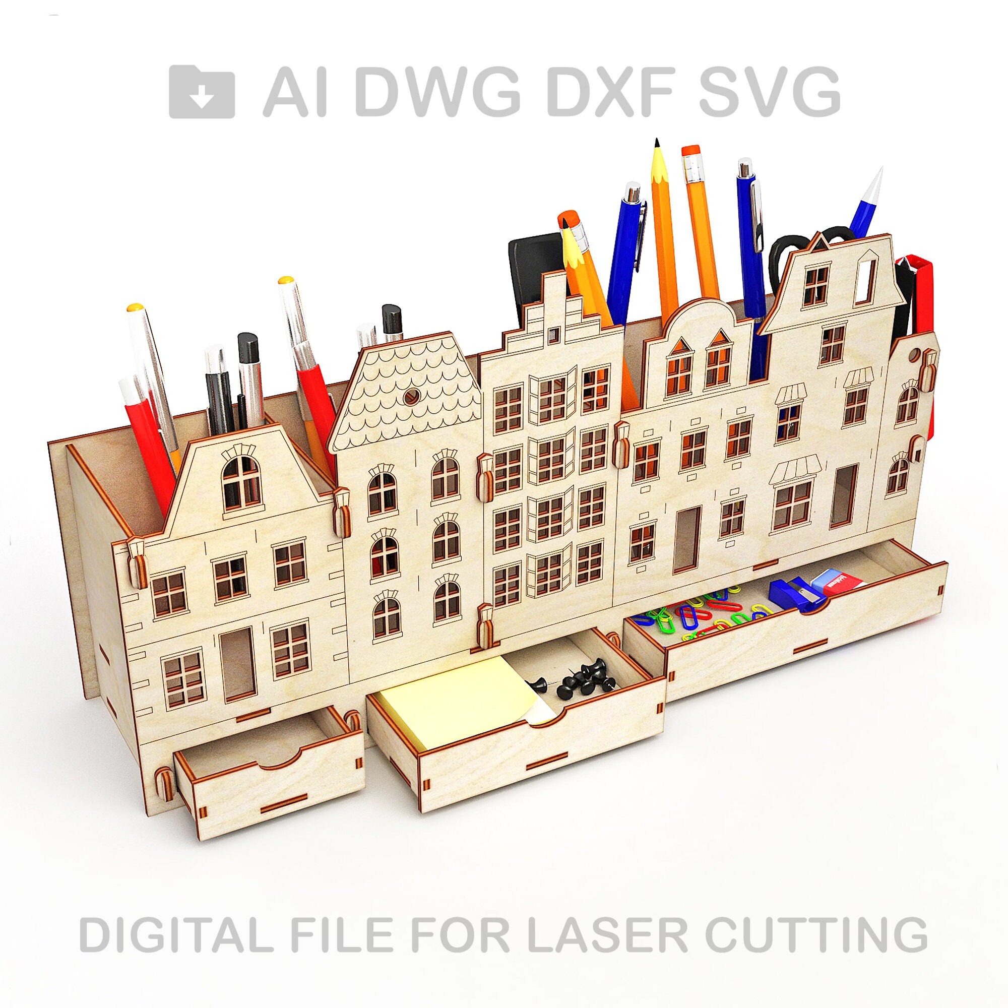 Pencil Holder Vector for CNC Svg Vector File Vector Cut File - Etsy