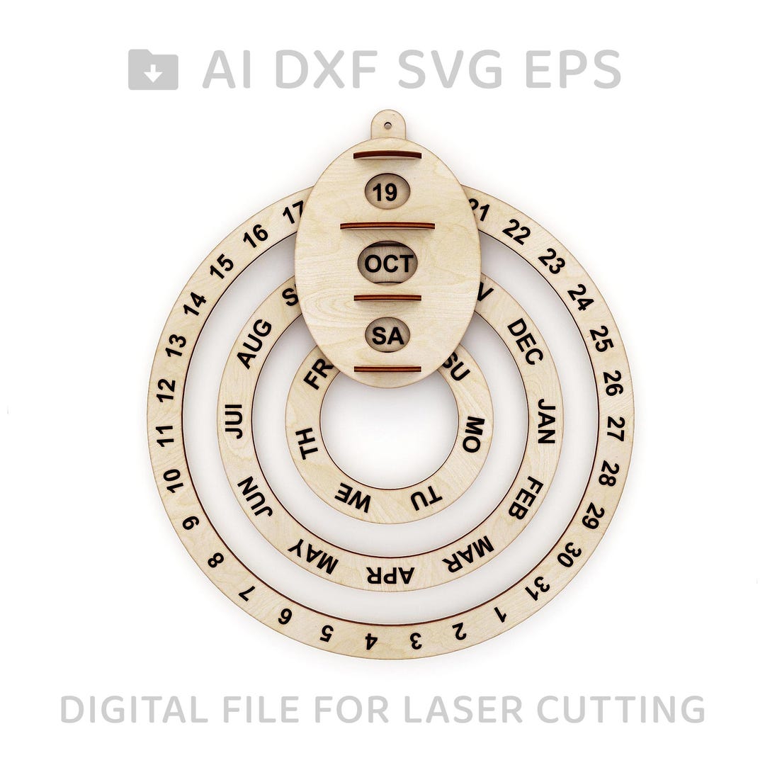 033-perpetual Calendar Vector for CNC Svg Vector File, Vector Cut File ...
