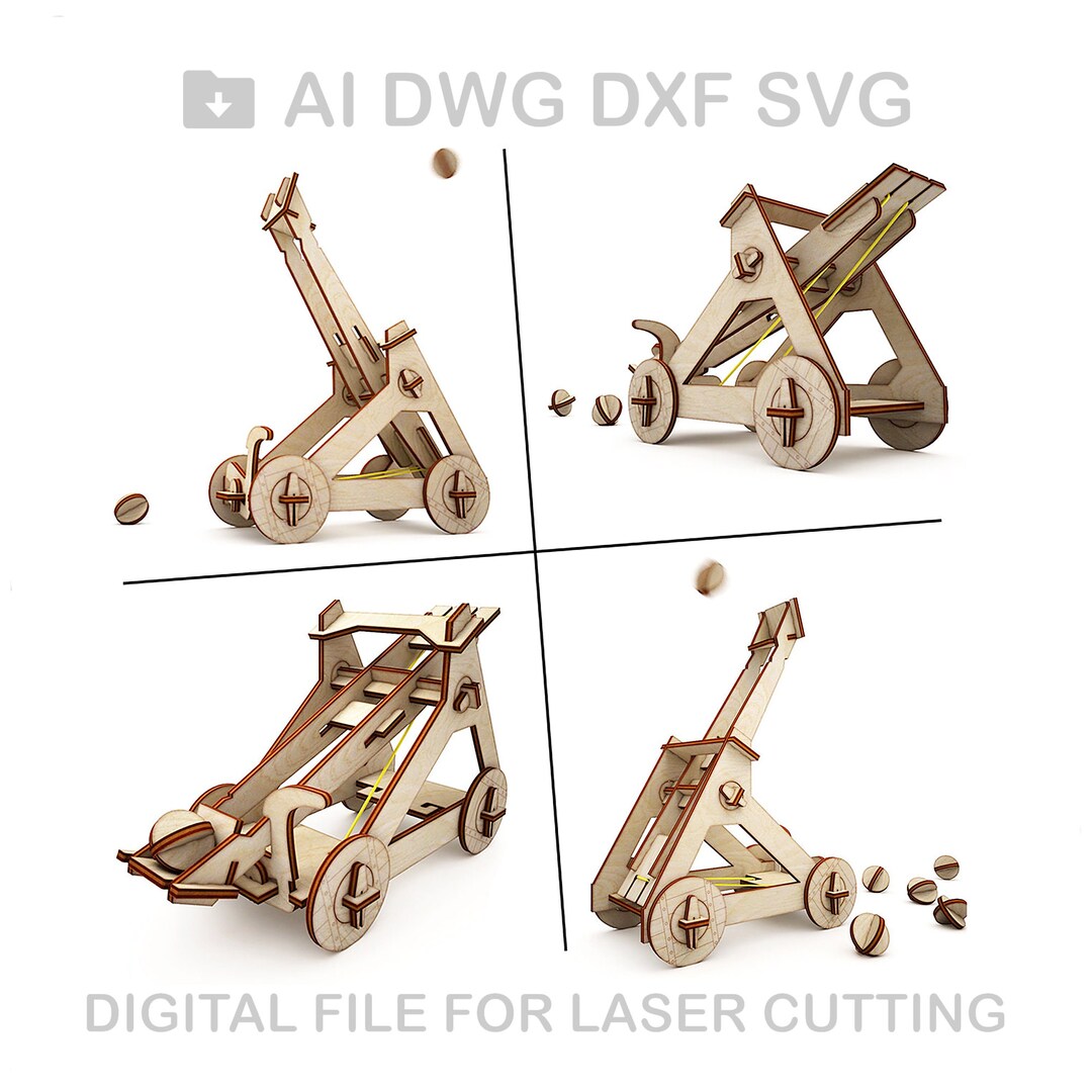 Toy catapult vector for CNC, toy car svg, vector file, vector cut file ...