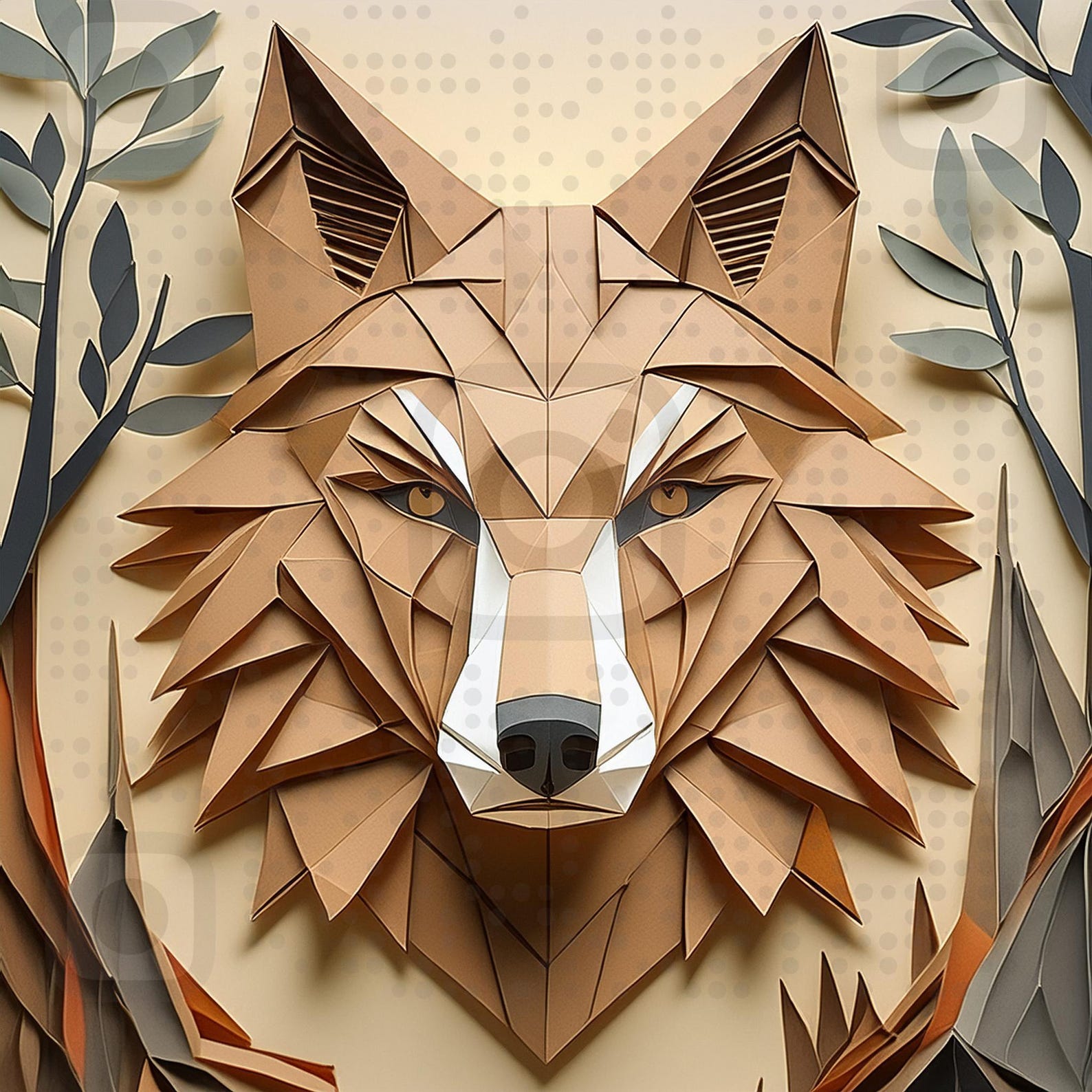 WOLF Digital File - Geometric, Origami, Ai-generated Art - Ready to ...