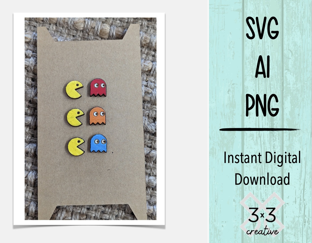 Pac Man, Laser Cut Digital Download, Cute, Retro, SVG Files, Stud ...