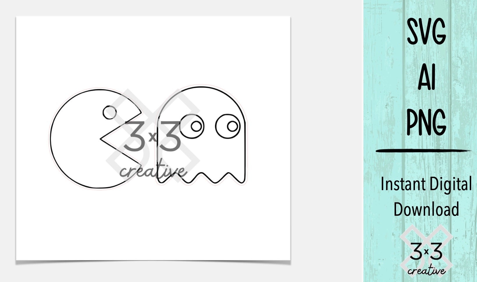 Pac Man, Laser Cut Digital Download, Cute, Retro, SVG Files, Stud ...