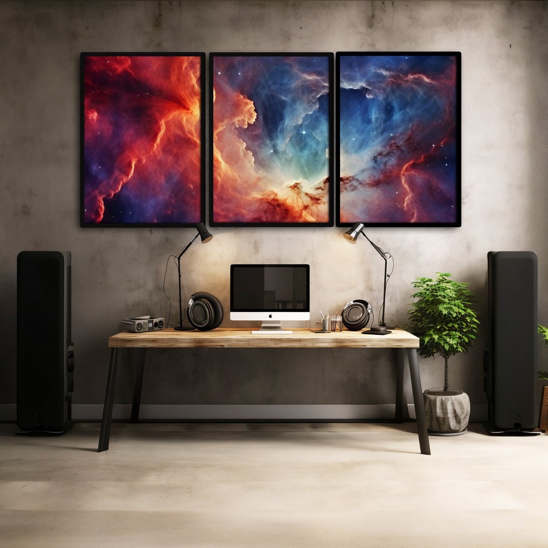 Nebula Galaxy Posters Space Posters 3 Piece Wall Art Set Cosmos Prints ...
